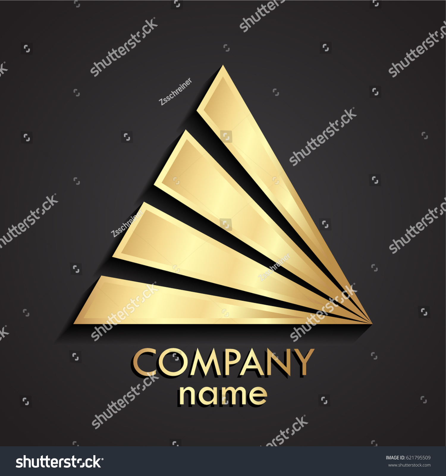 3d Gold Triangle Abstract Logo Stock Vector (Royalty Free) 621795509 ...