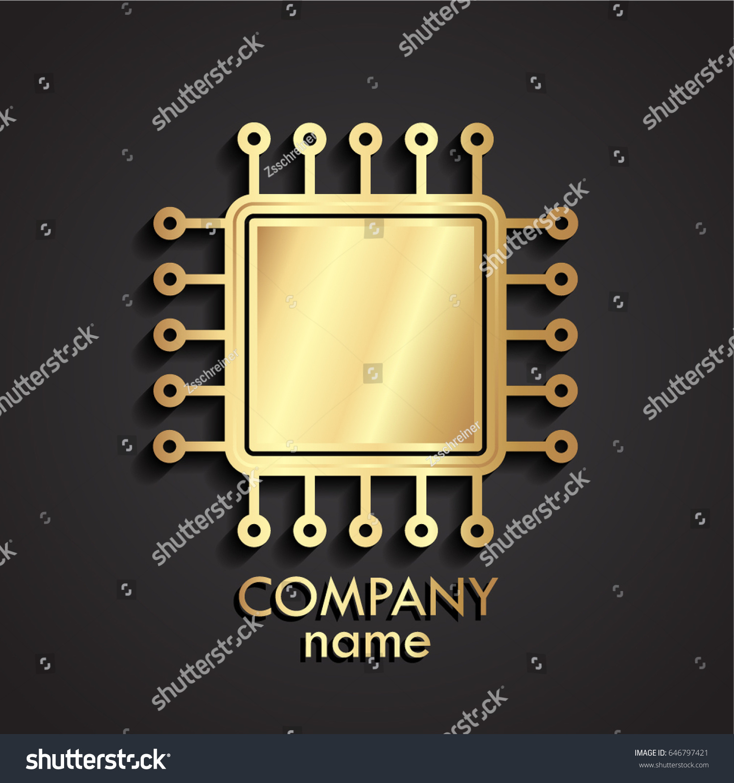 3d Golden Chip Logo Stock Vector (Royalty Free) 646797421 | Shutterstock