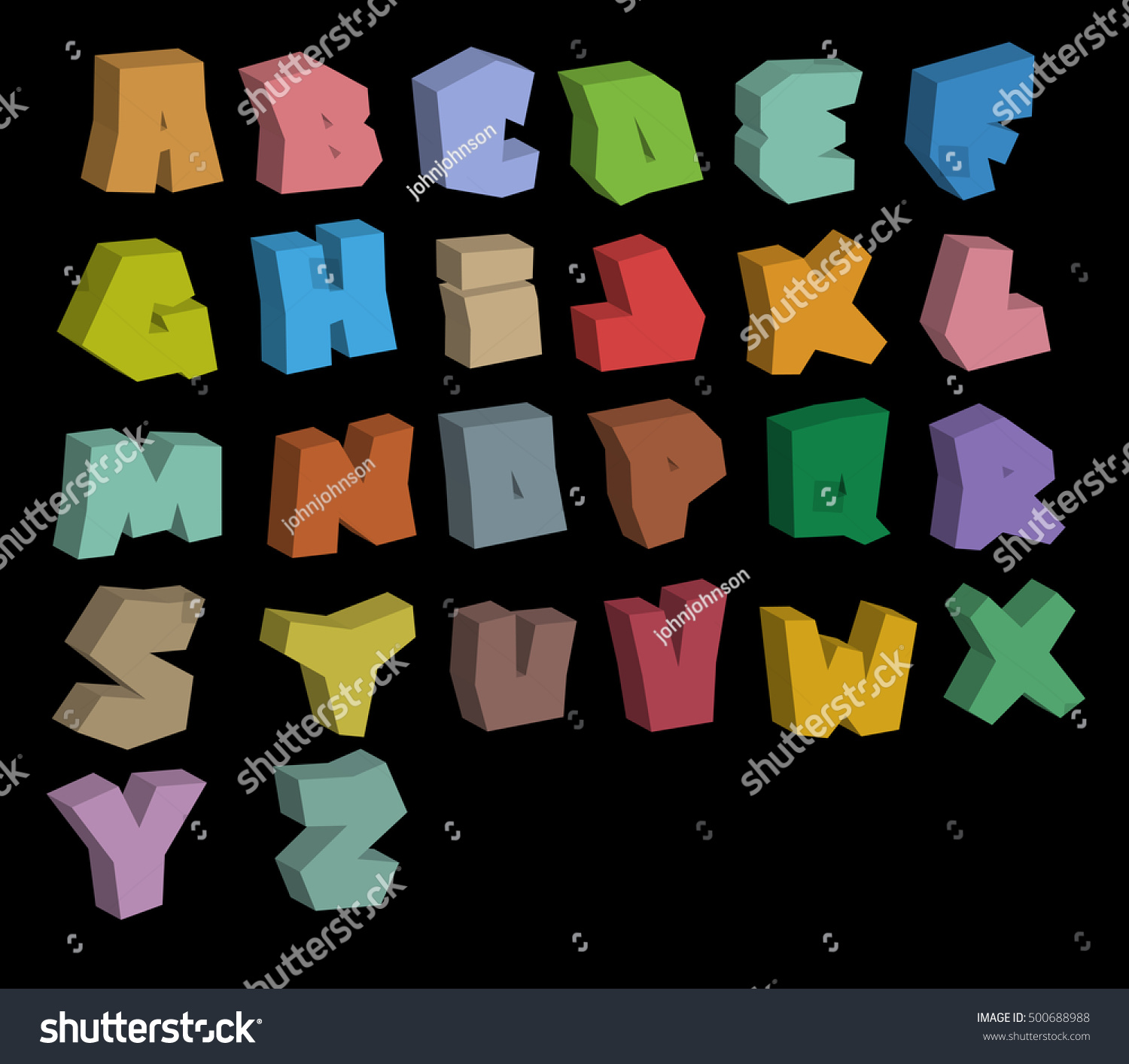 3d Graffiti Color Fonts Alphabet Over เวกเตอร์สต็อก ปลอดค่าลิขสิทธิ์