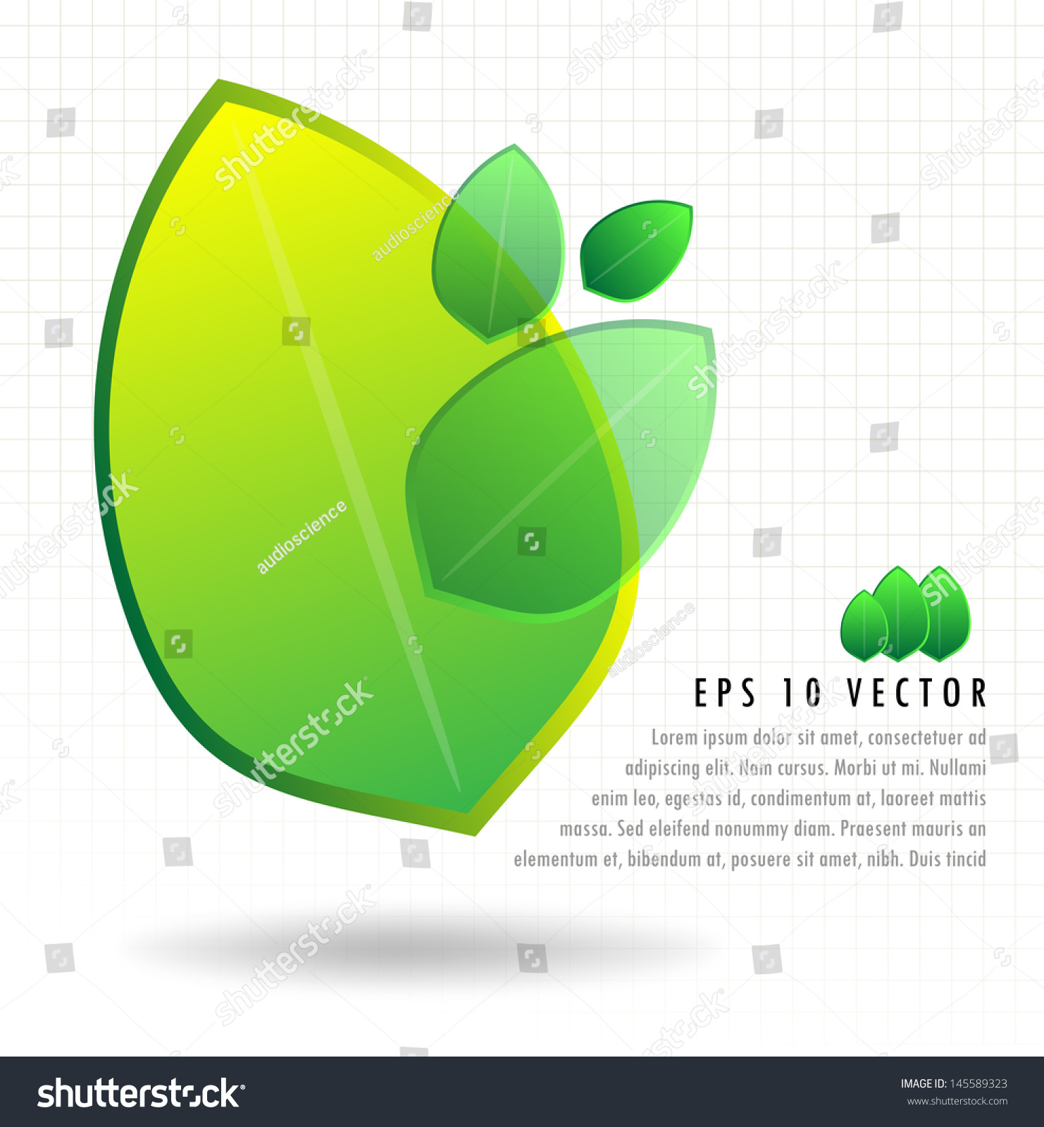 3d Green Leaf Illustration Set Background Stock Vector (Royalty Free ...
