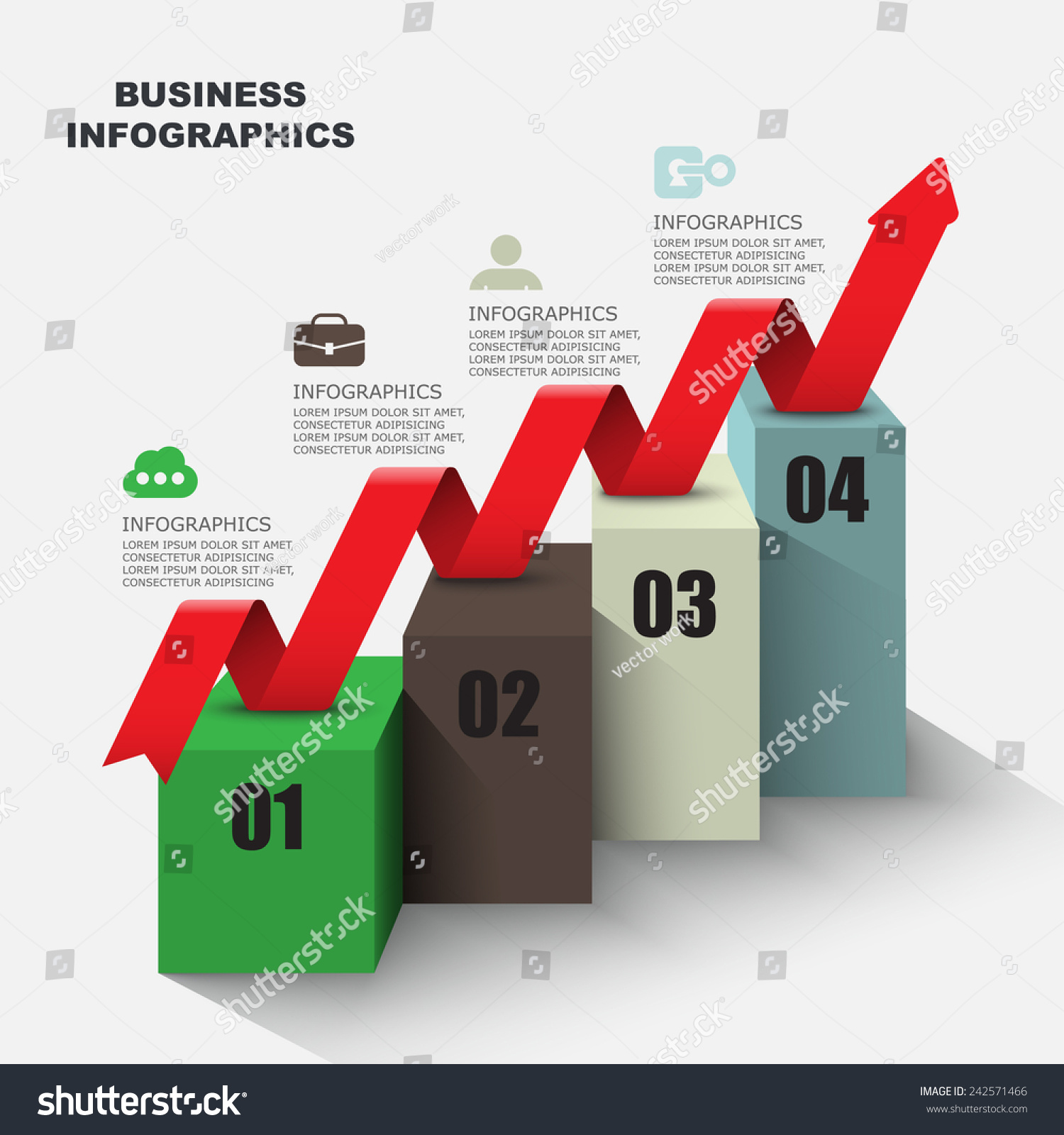 3d Growth Chart Data Infographic Stock Vector (Royalty Free) 242571466 ...