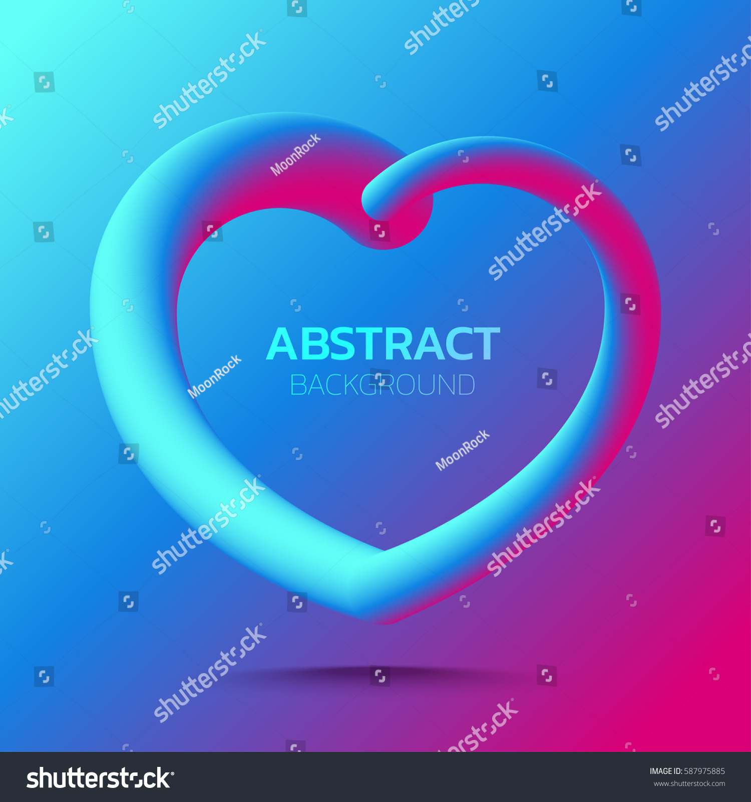 3d Heart Logo On Colored Background Stock Vector (Royalty Free) 587975885