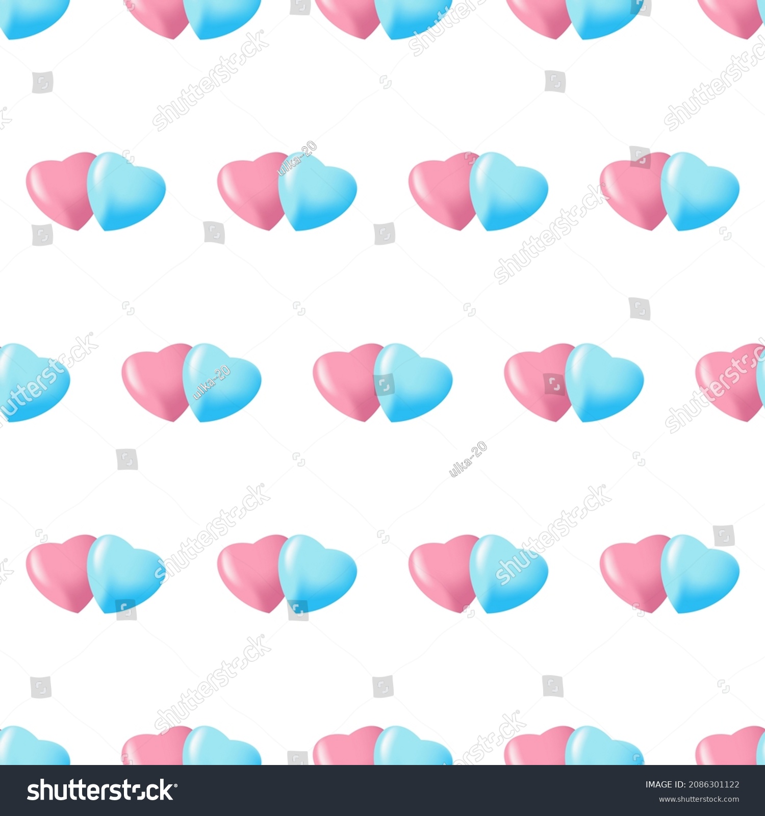 3d Hearts Pattern On White Background Stock Vector (Royalty Free ...