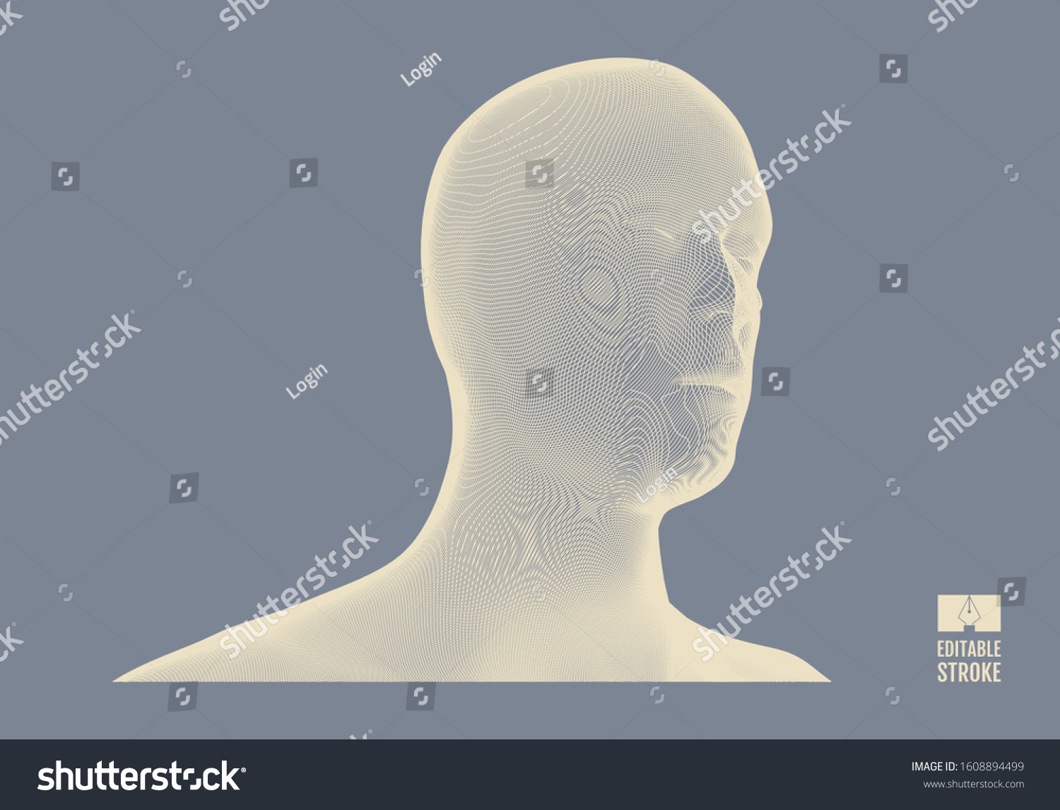 3d Human Face Created Grid Style Stock Vector (Royalty Free) 1608894499