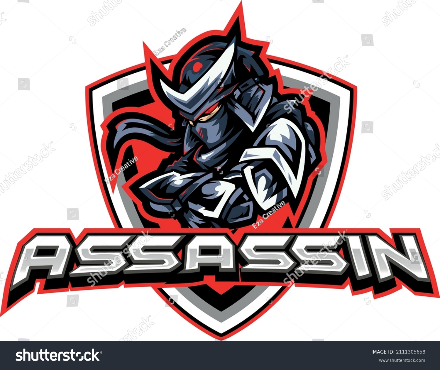 3d Illustration Assassin Design Elements Logos Stock Vector (Royalty ...