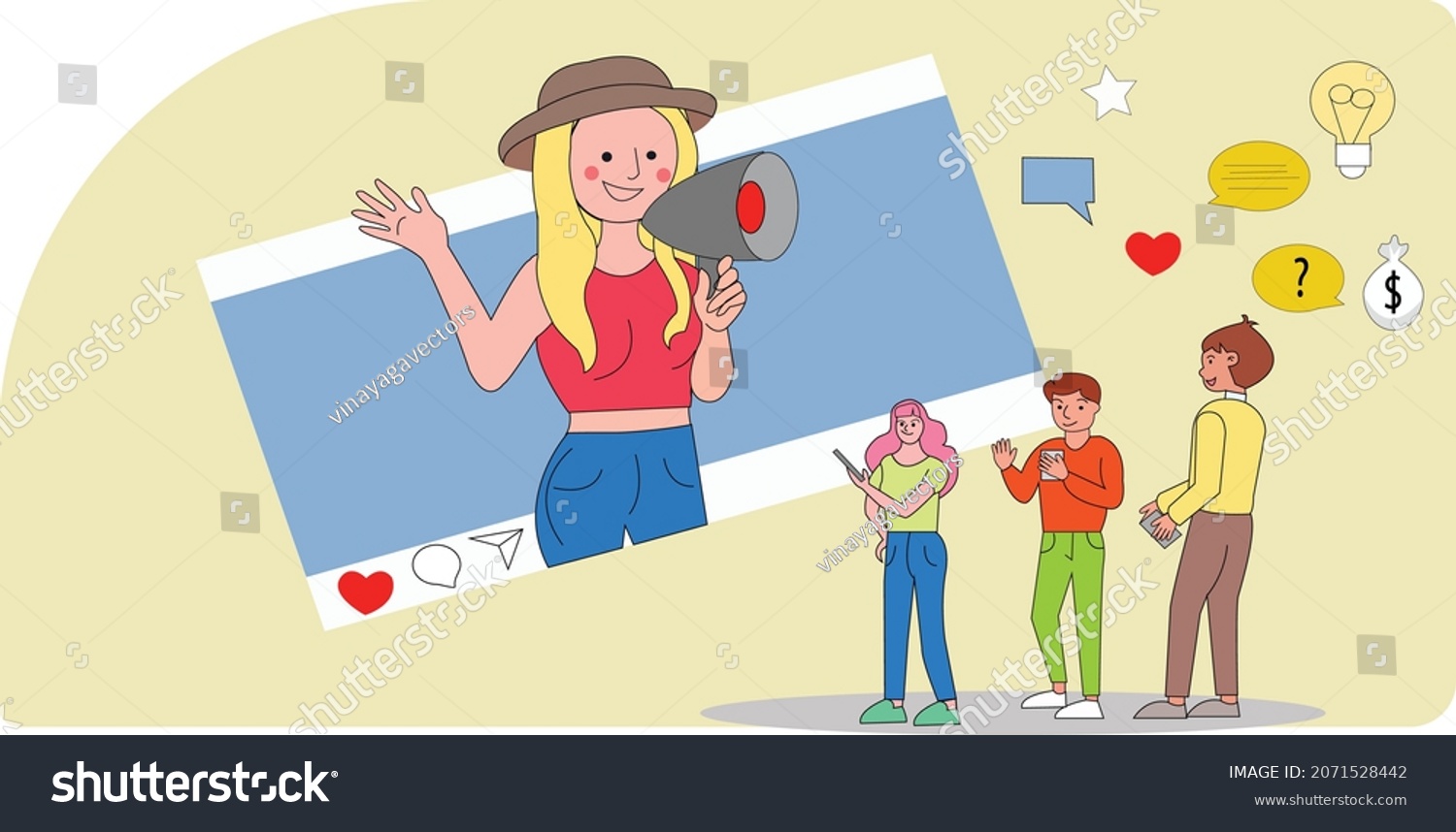 2d Illustration Live Streaming Concept Stock Vector (Royalty Free ...