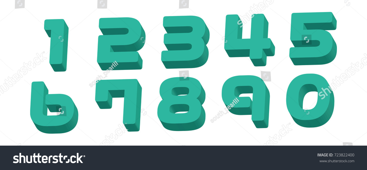3d Illustration Numbers: vector de stock (libre de regalías) 723822400 ...