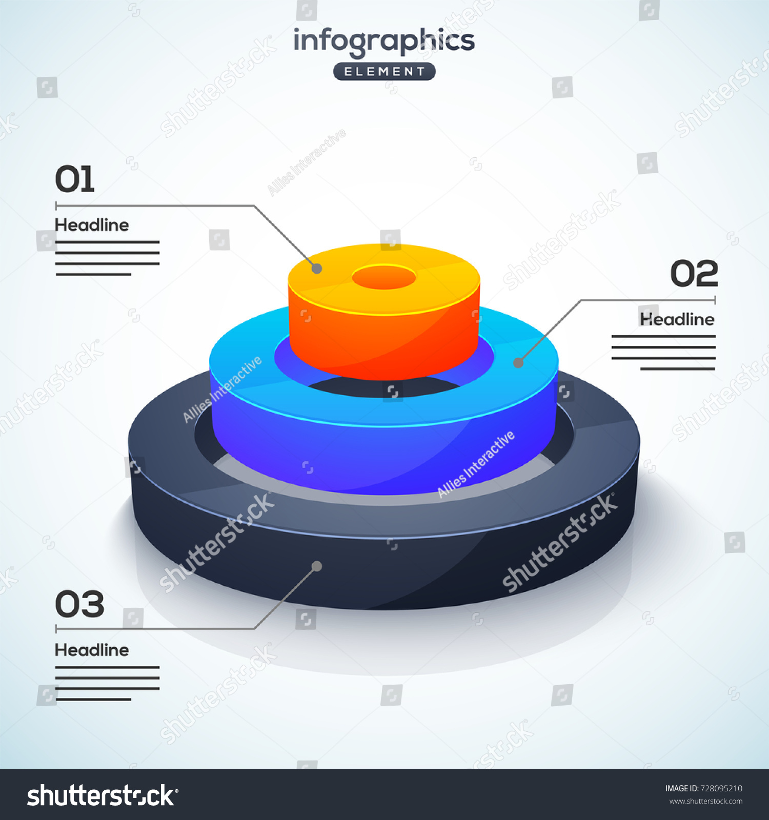 3d Infographic Element Graph Three 3 Stock Vector (Royalty Free ...
