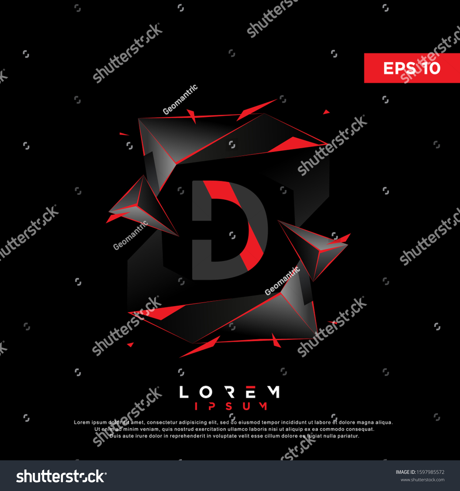 3d Initial Letter D Polygon Logo Stock Vector (Royalty Free) 1597985572 ...
