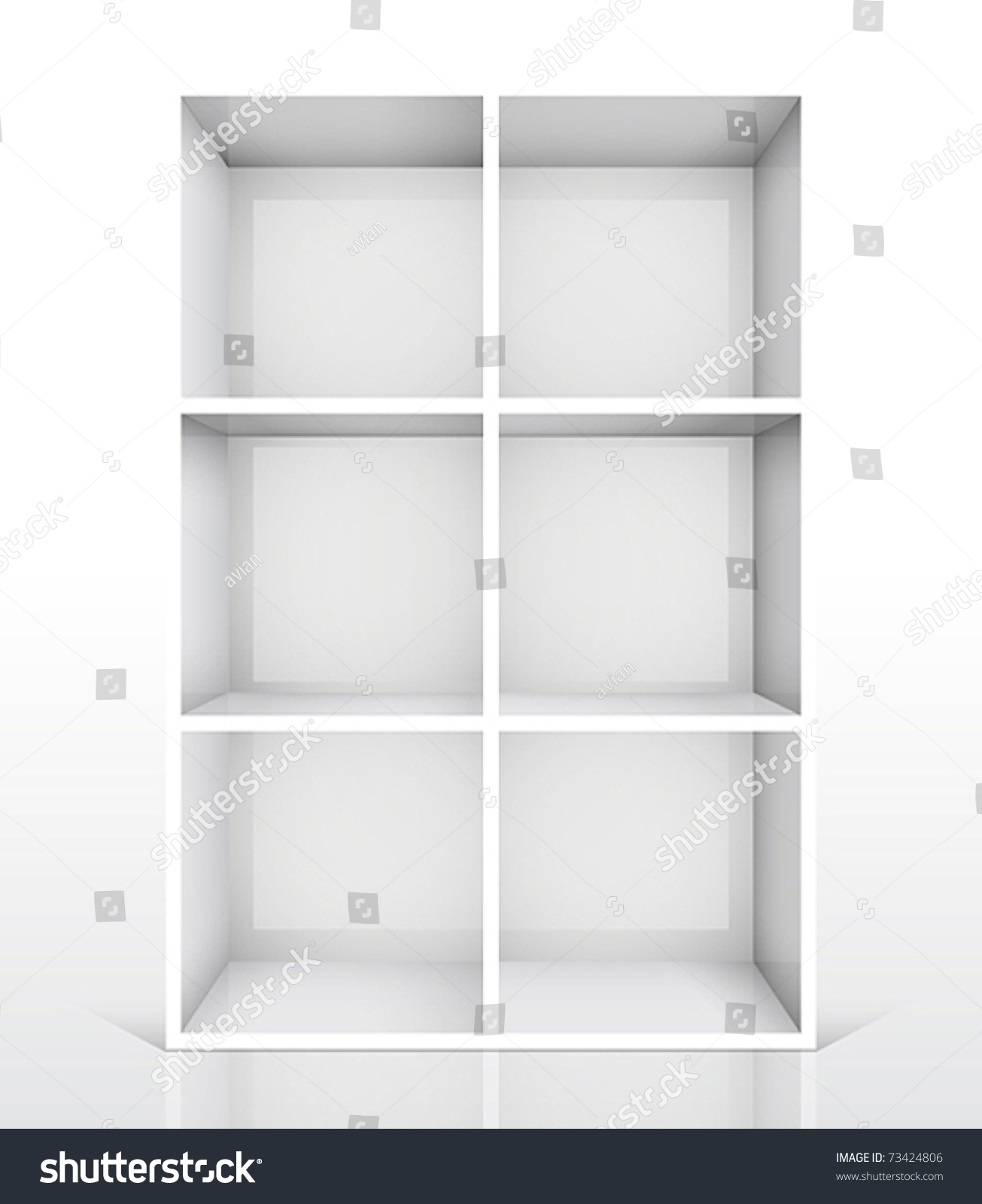 3d Isolated Empty White Bookshelf Vector: เวกเตอร์สต็อก (ปลอดค่า ...
