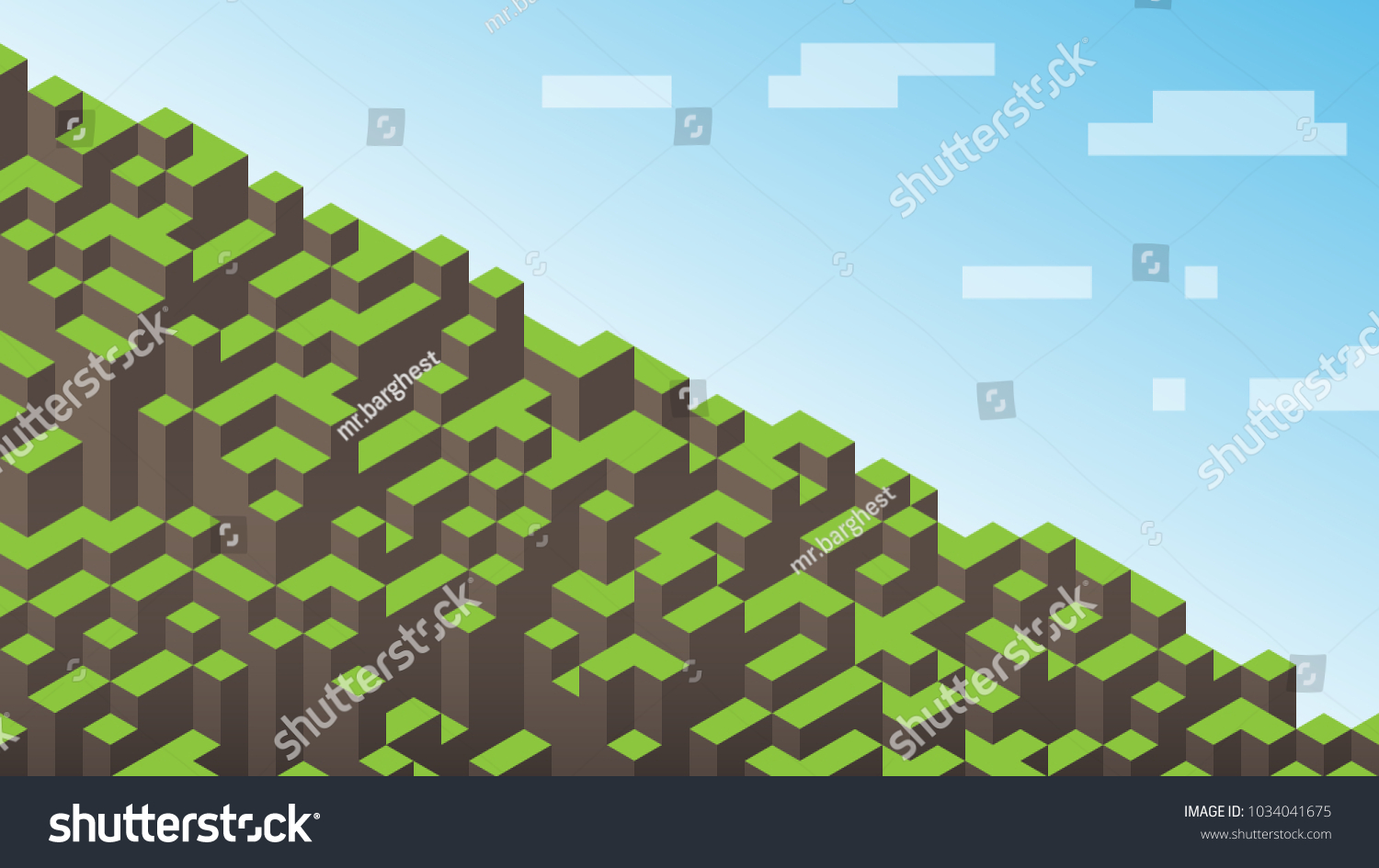 3d Isometric Background Cube Landscape Hills Stock Vector (Royalty Free ...