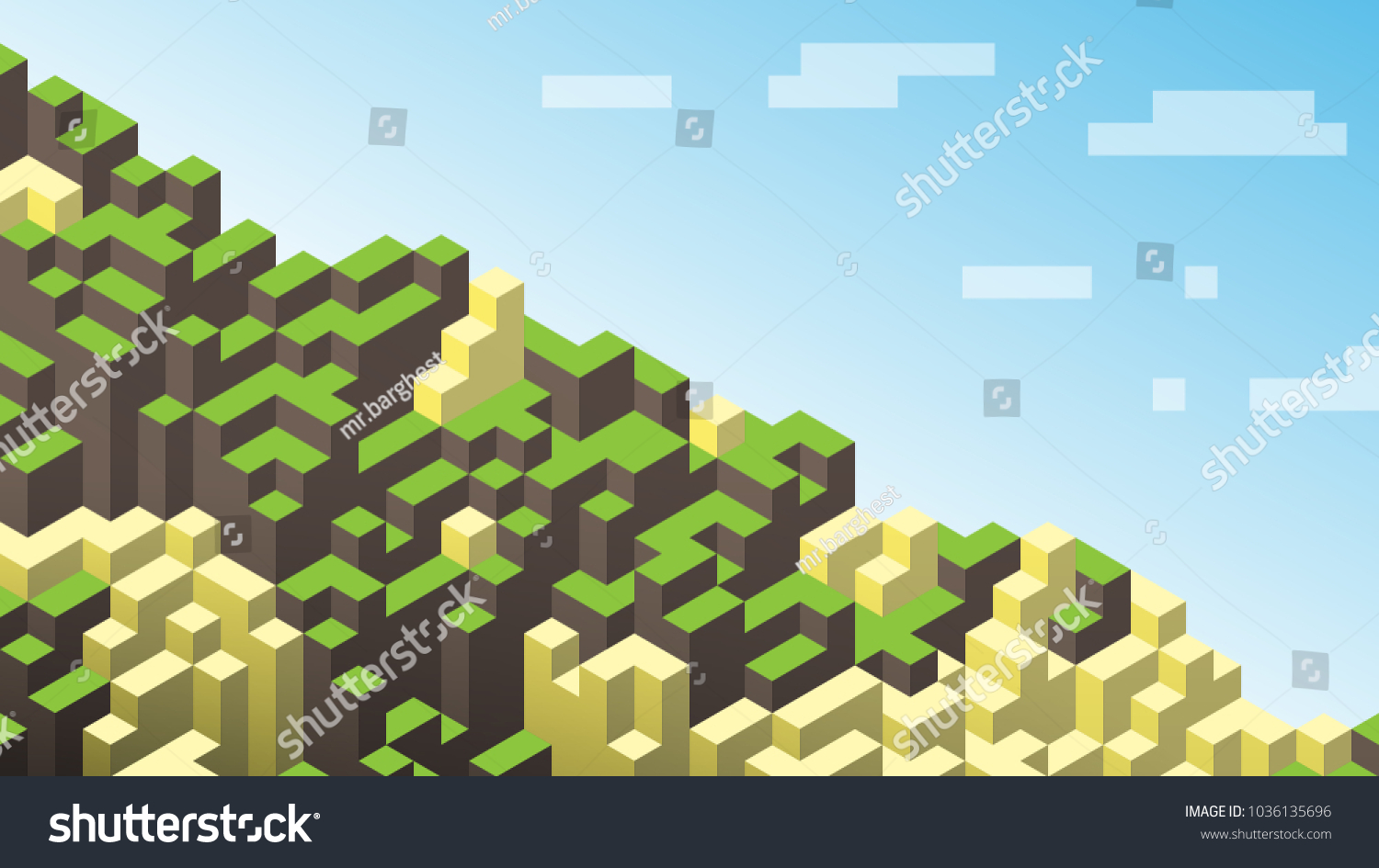 3d Isometric Background Cube Landscape Hills Stock Vector (Royalty Free ...