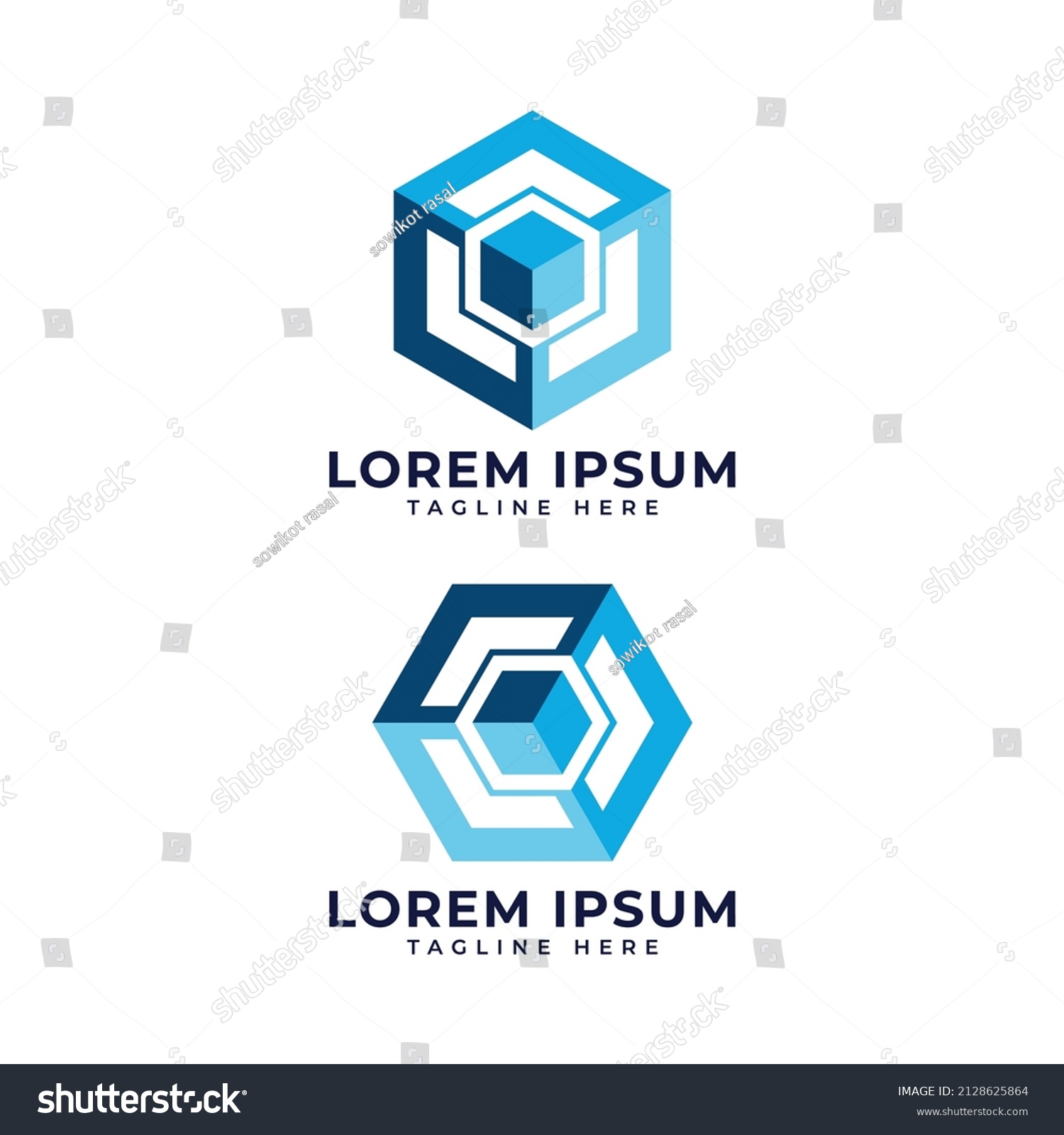 3d Isometric Box Logo Design Hexagon Stock Vector (Royalty Free ...