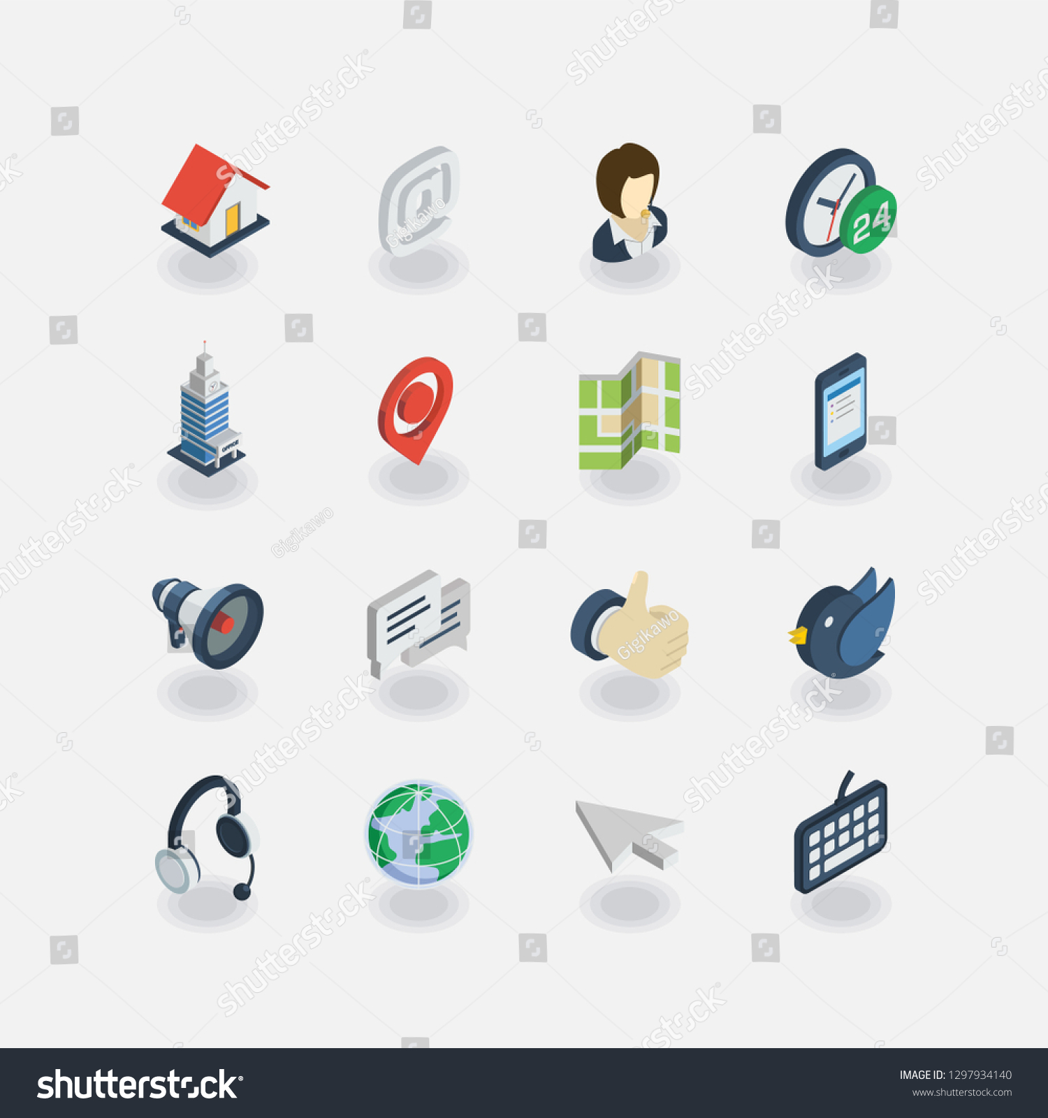 3d Isometric Contact Us Icon Stock Vector (Royalty Free) 1297934140 ...