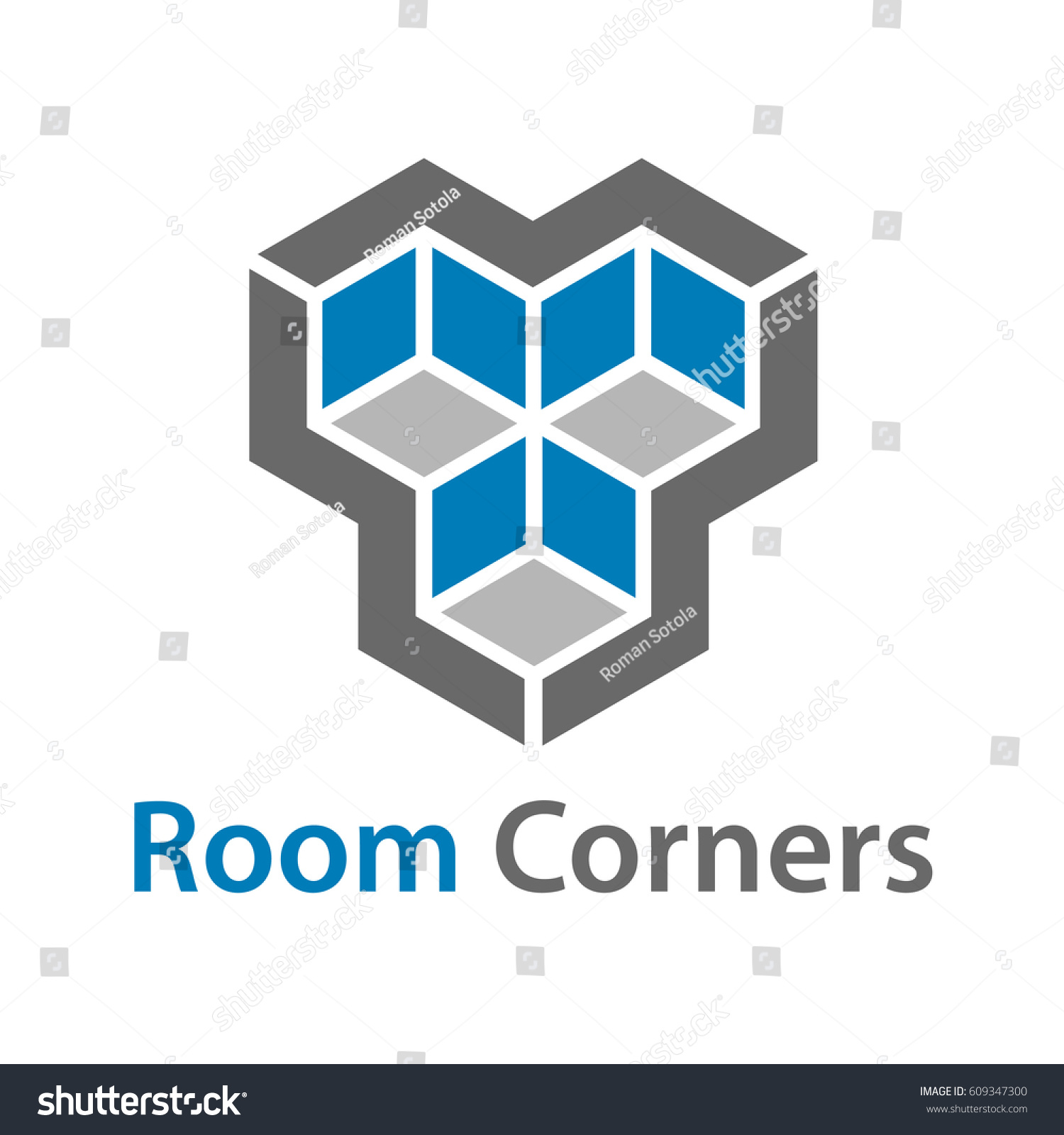 3d Isometric Empty Room Corners Symbol Stock Vector (Royalty Free ...