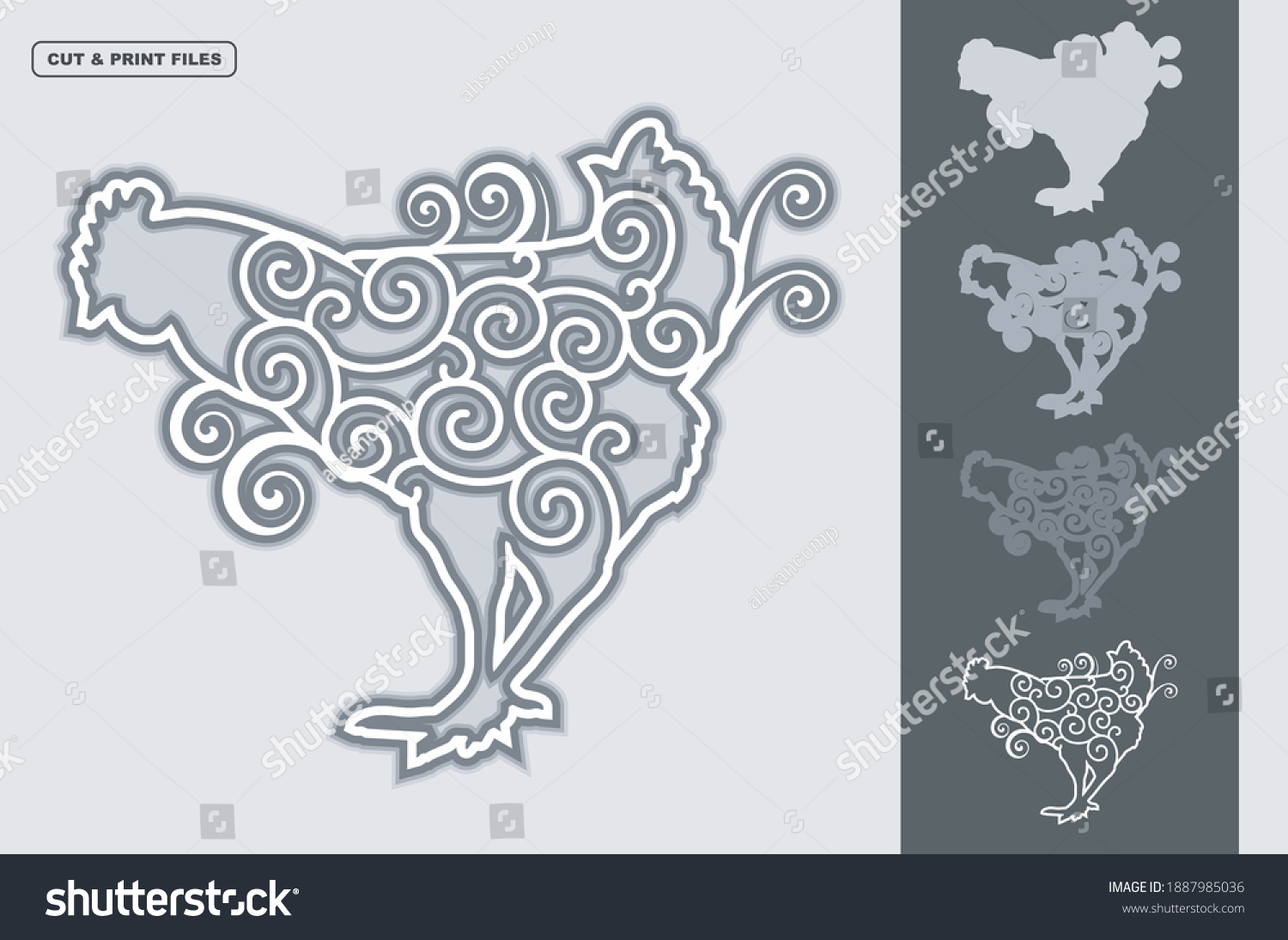 3d Layered Chicken Cut File Vector Stock Vector (Royalty Free ...