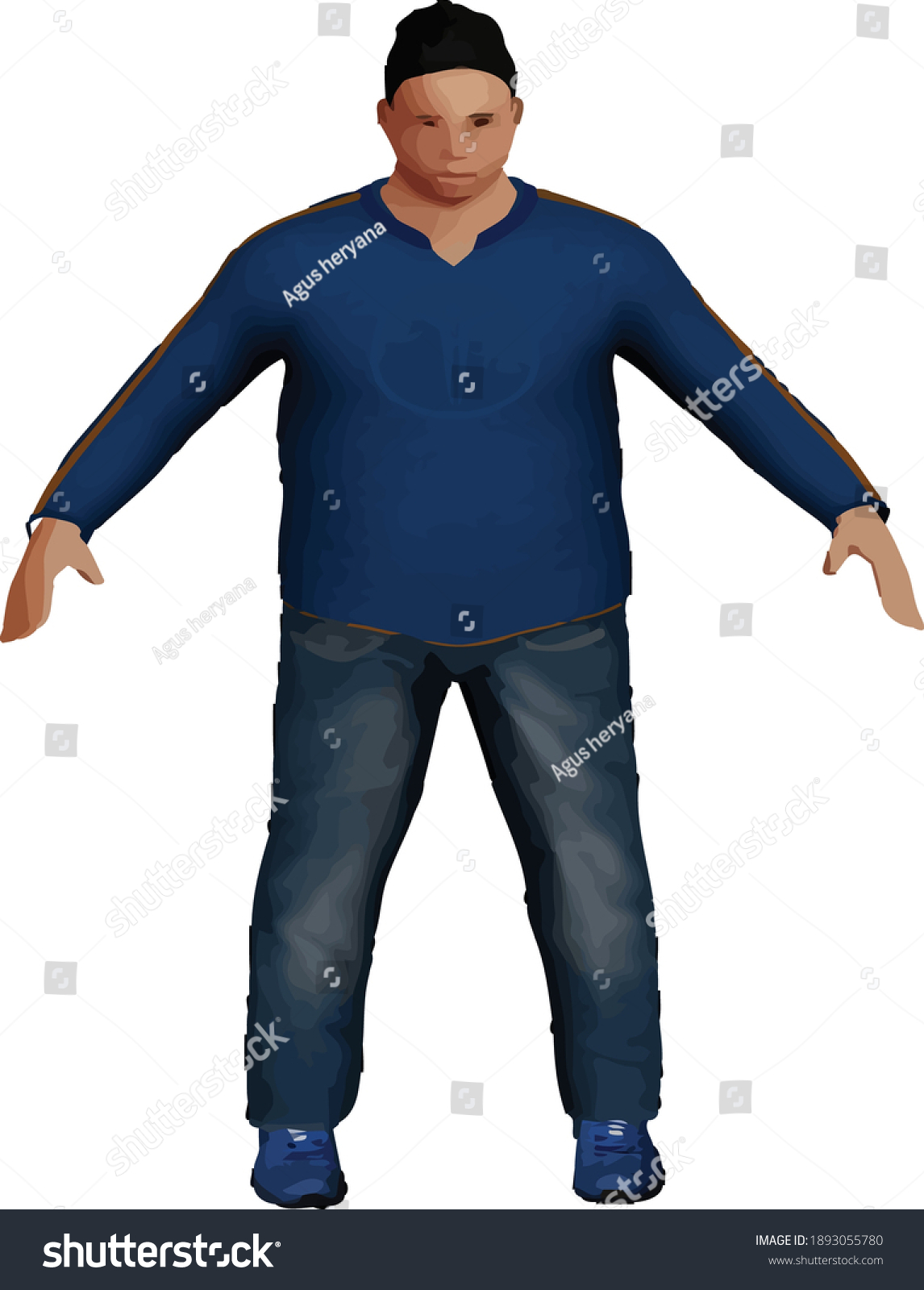 3d Man Illustration Standing Vector Stock Vector (Royalty Free ...