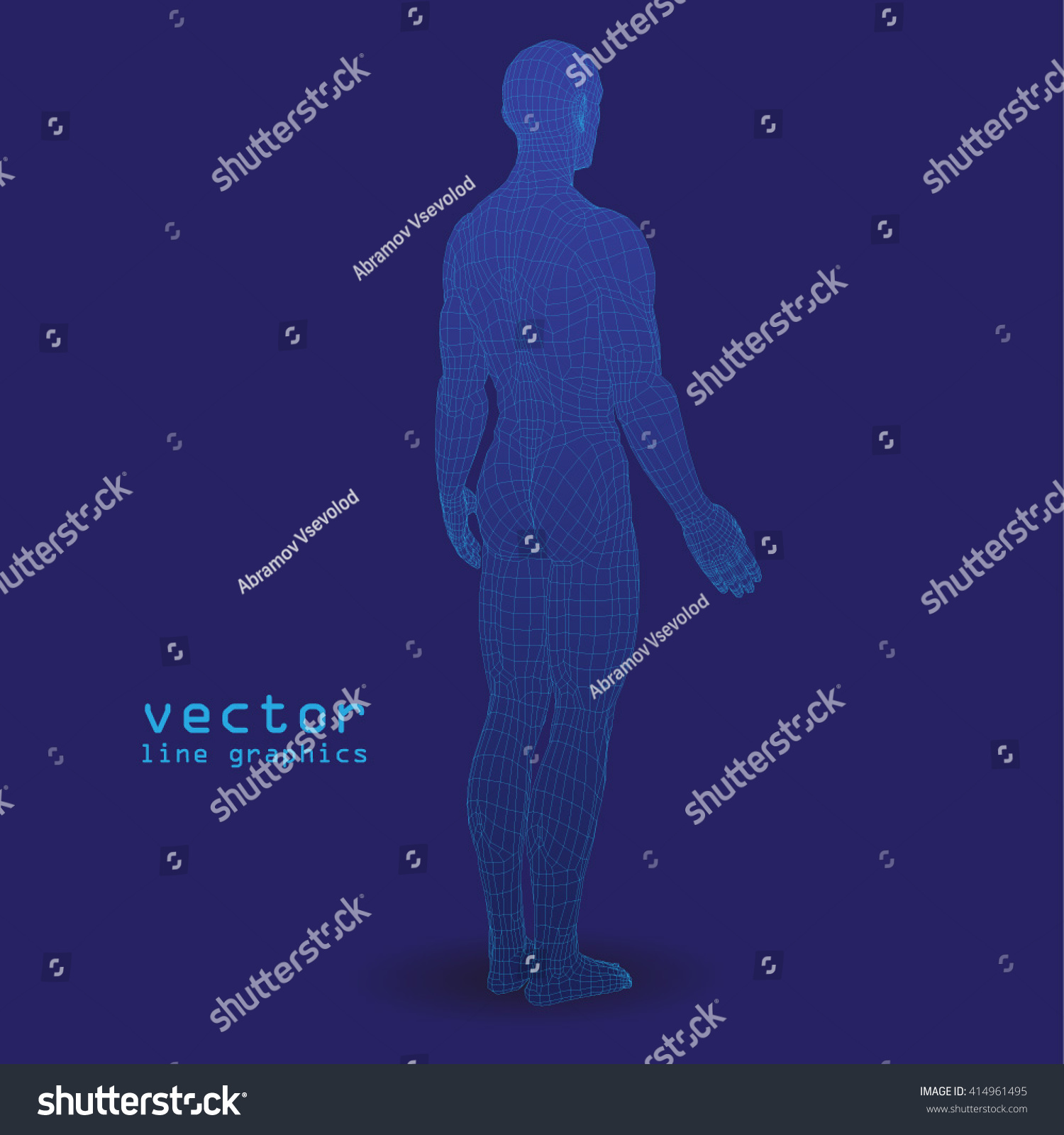 3d Man Line Graphics Dark Blue Stock Vector (Royalty Free) 414961495 ...