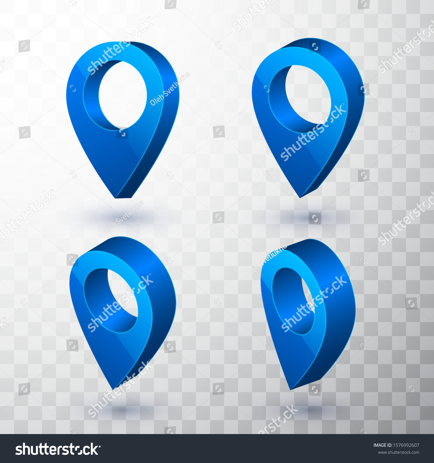 3d Map Pointer Blue Navigator Symbol Stock Vector (Royalty Free) 1576992607