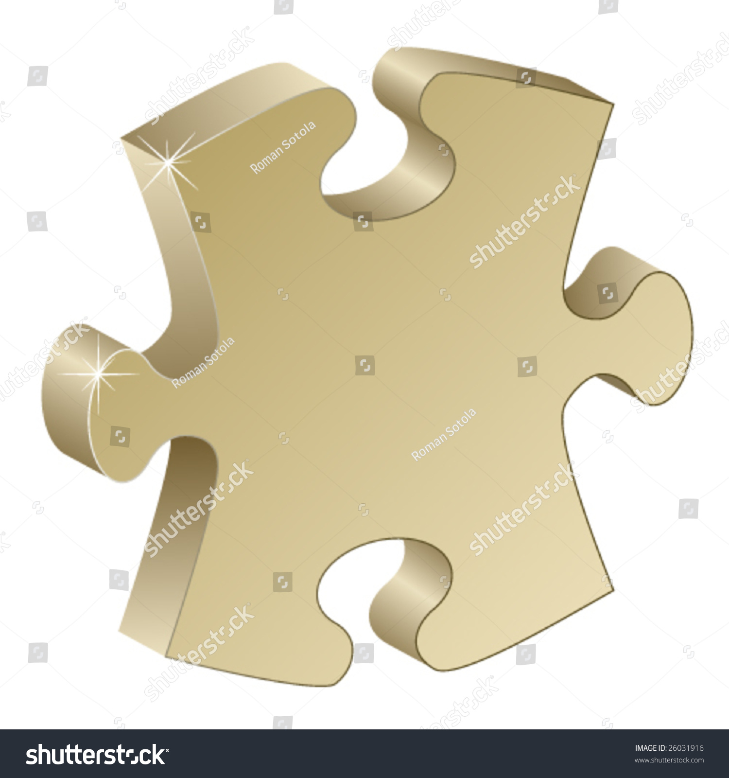3d Metallic Puzzle Piece Stock Vector (Royalty Free) 26031916