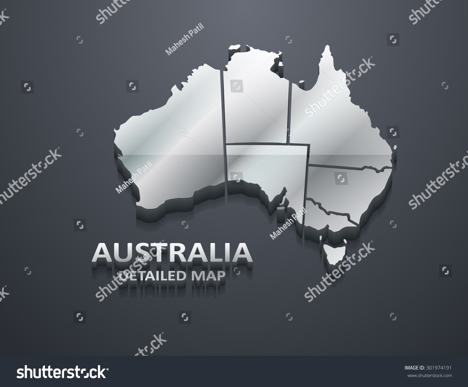 3d Metallic Silver Australia Map Eps10 Stock Vector (Royalty Free ...