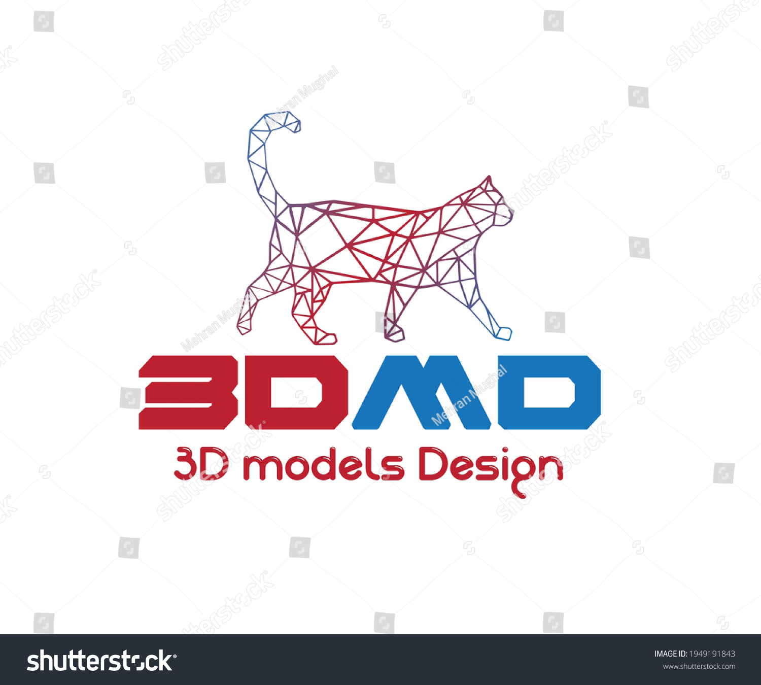 3d Model Logo Design Cat Logo Stock Vector (Royalty Free) 1949191843 ...
