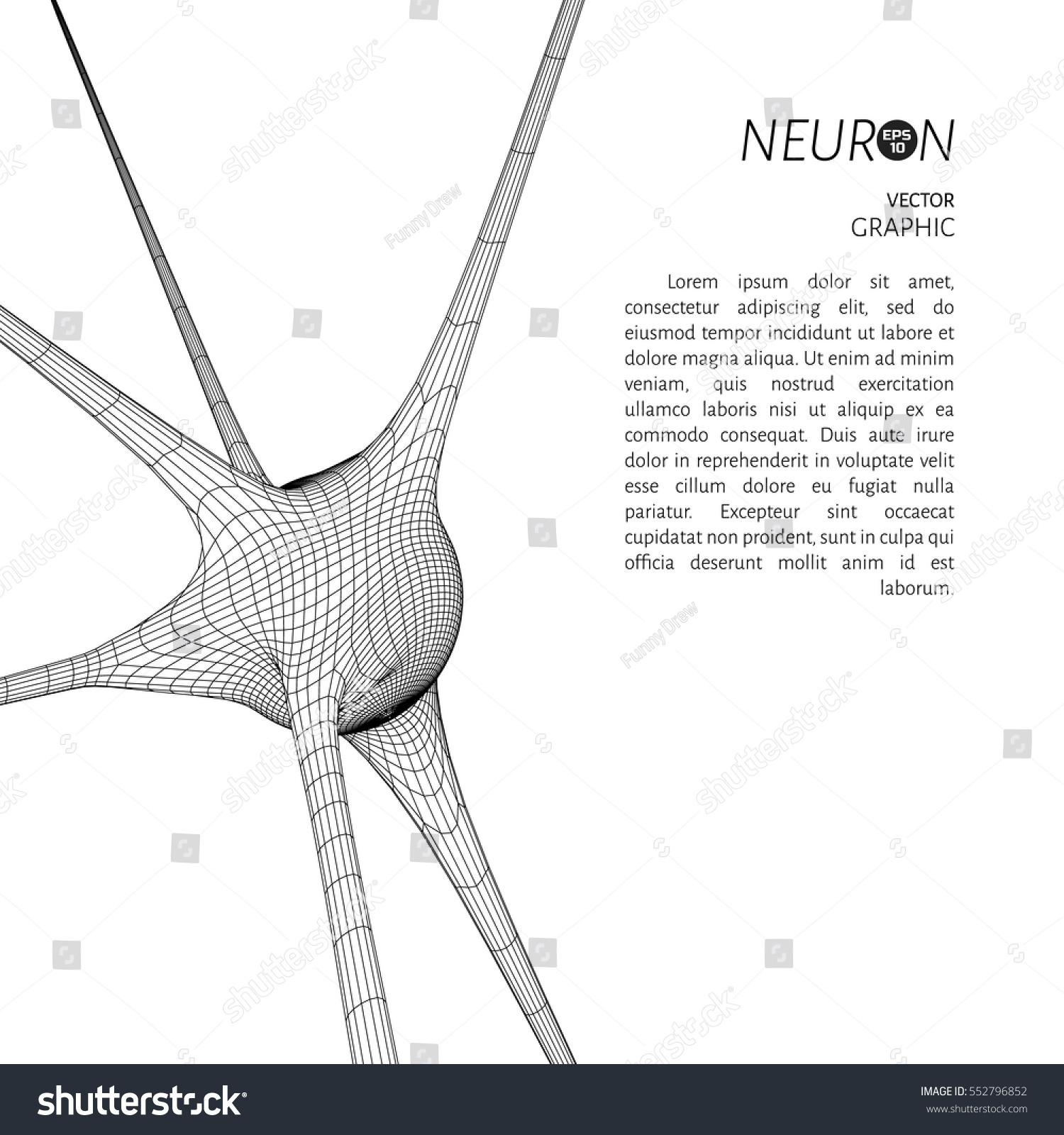 3d Neuron Model Vector Graphic Design Stock Vector (Royalty Free) 552796852