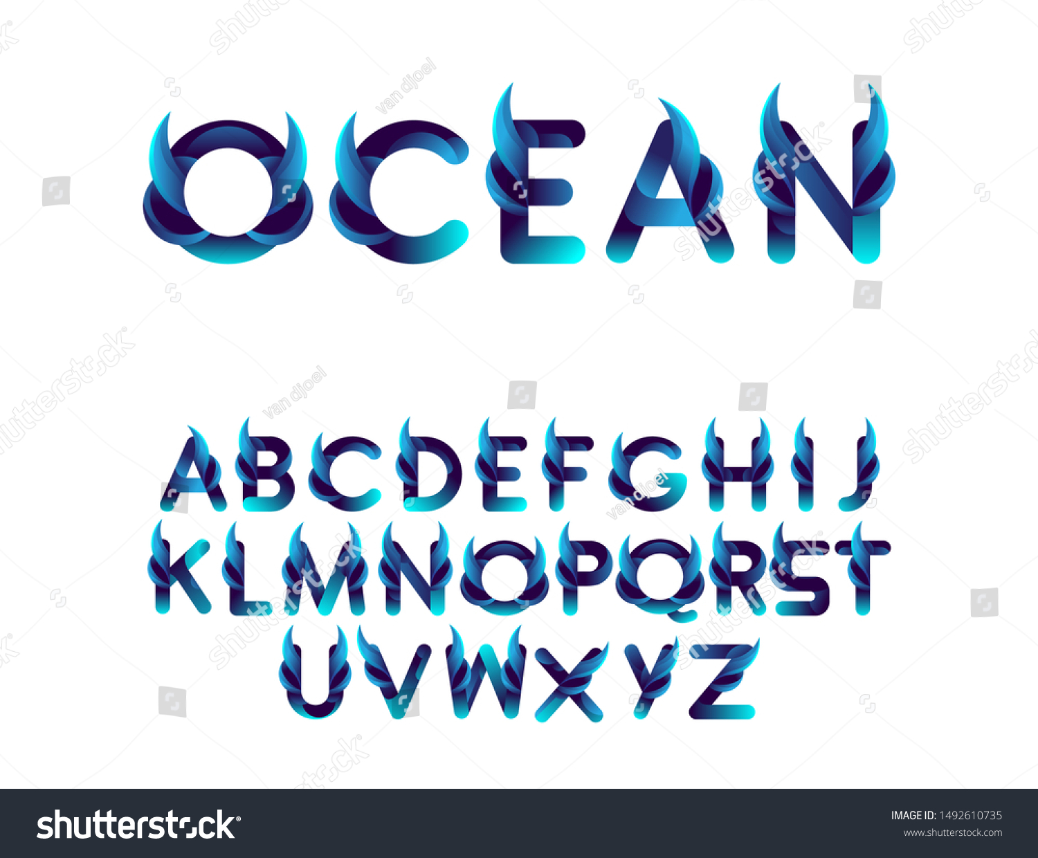 3d Ocean Font Set Vector Illustration Stock Vector (Royalty Free ...