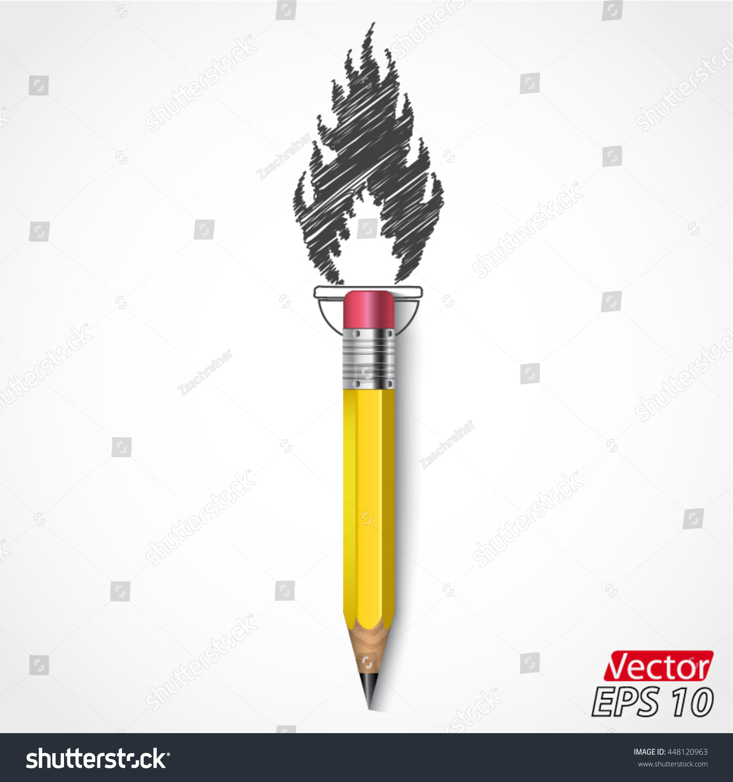 3d Pencil Drawn Torch Fire Vector Stock Vector (Royalty Free) 448120963 ...