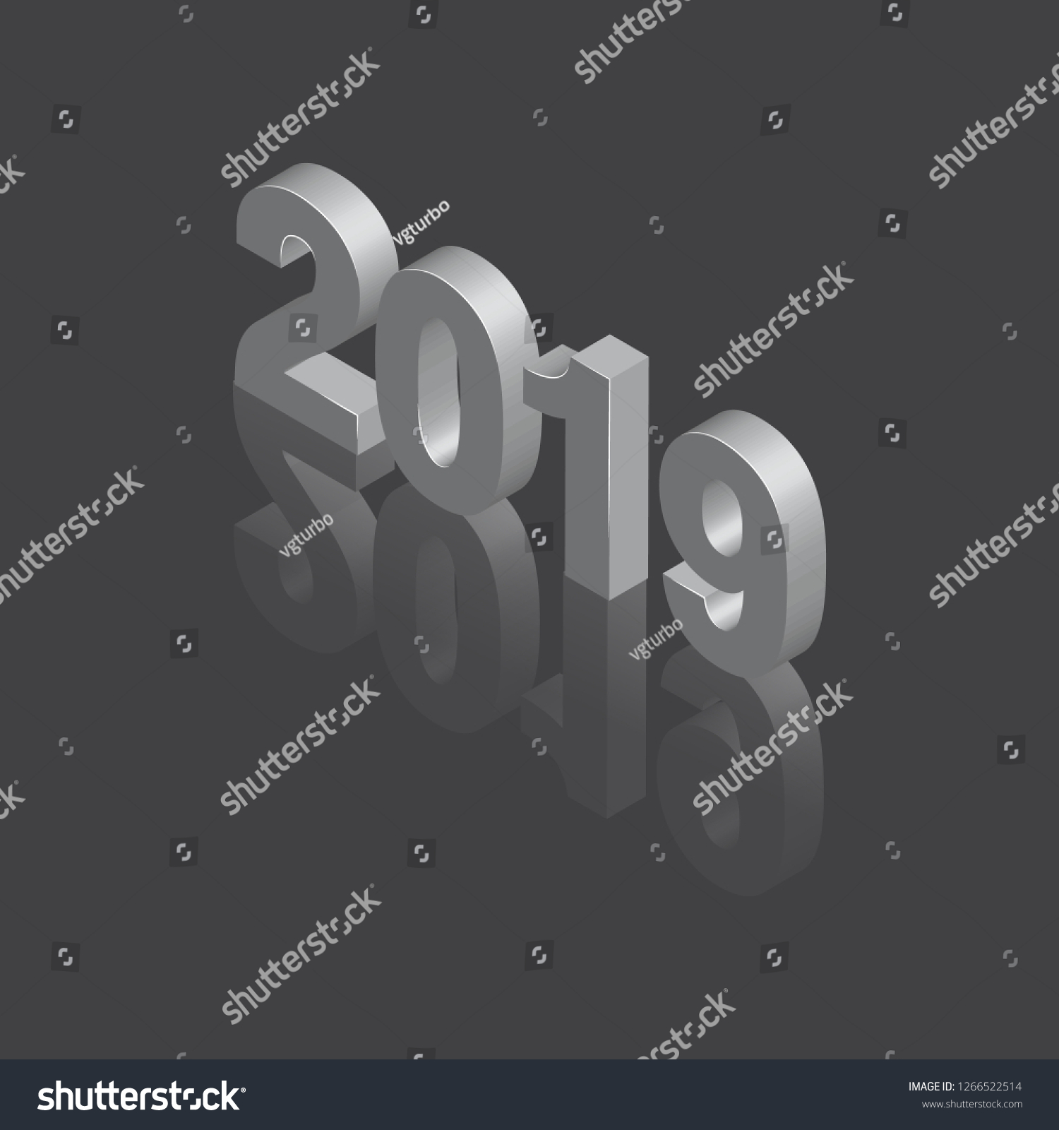 3d Perspective Number 2019 New Year Stock Vector (Royalty Free) 1266522514