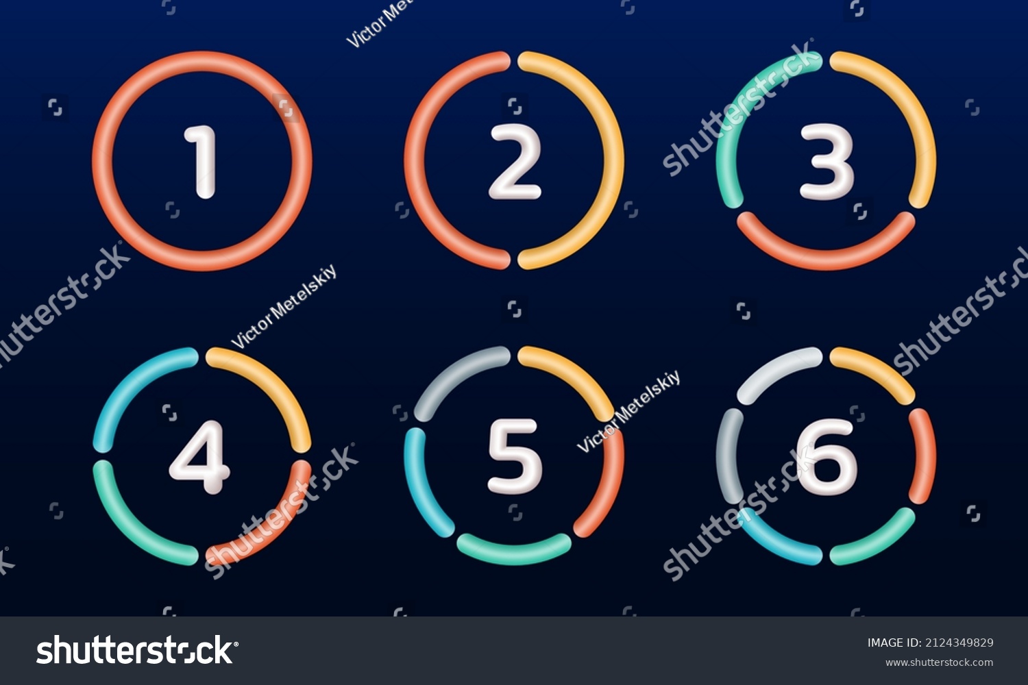 3d Pie Chart Set Numbers Circle Stock Vector (Royalty Free) 2124349829 ...