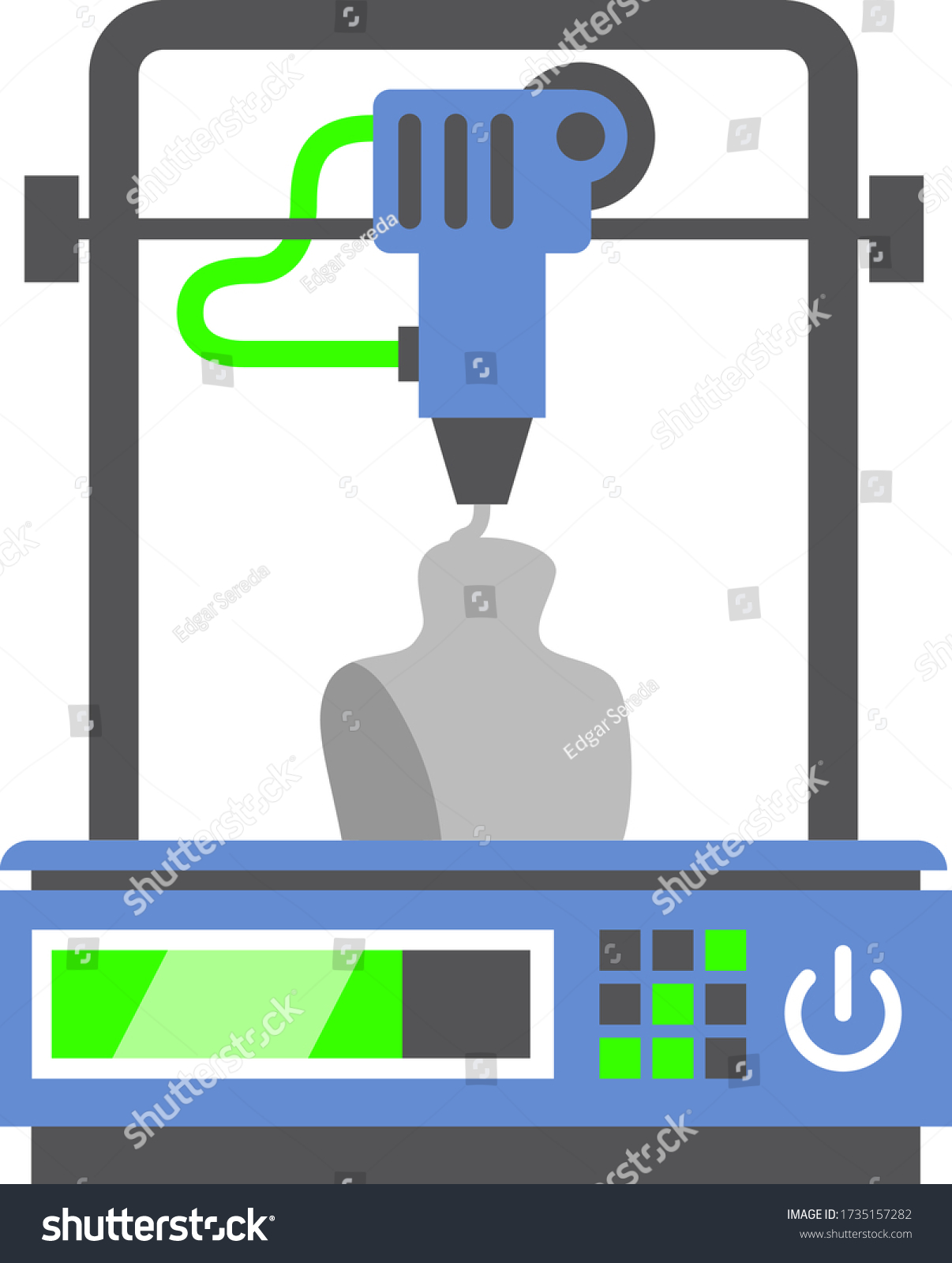 3d Printer Print Three Dimensional Model Stock Vector (Royalty Free ...
