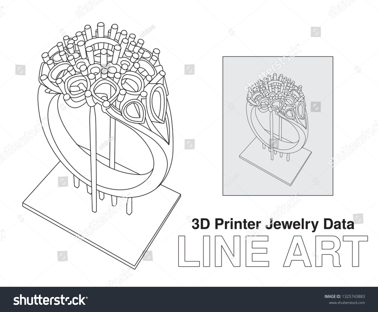 1 3d printer ring(jewellery) lineart 图片、库存照片和矢量图 | Shutterstock
