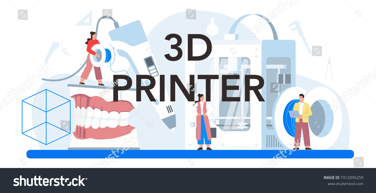 3d Printer Typographic Header Digital Drawing Stock Vector (Royalty ...