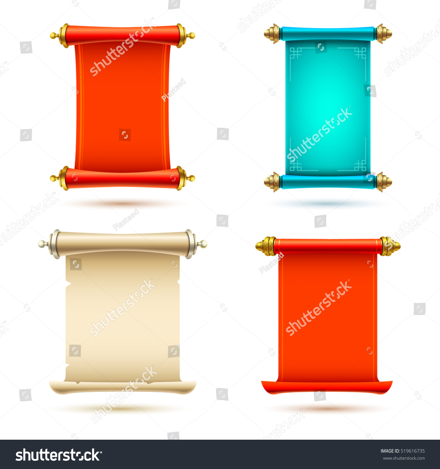3d Realistic Scrolls Illustration On White Stock Vector (Royalty Free ...
