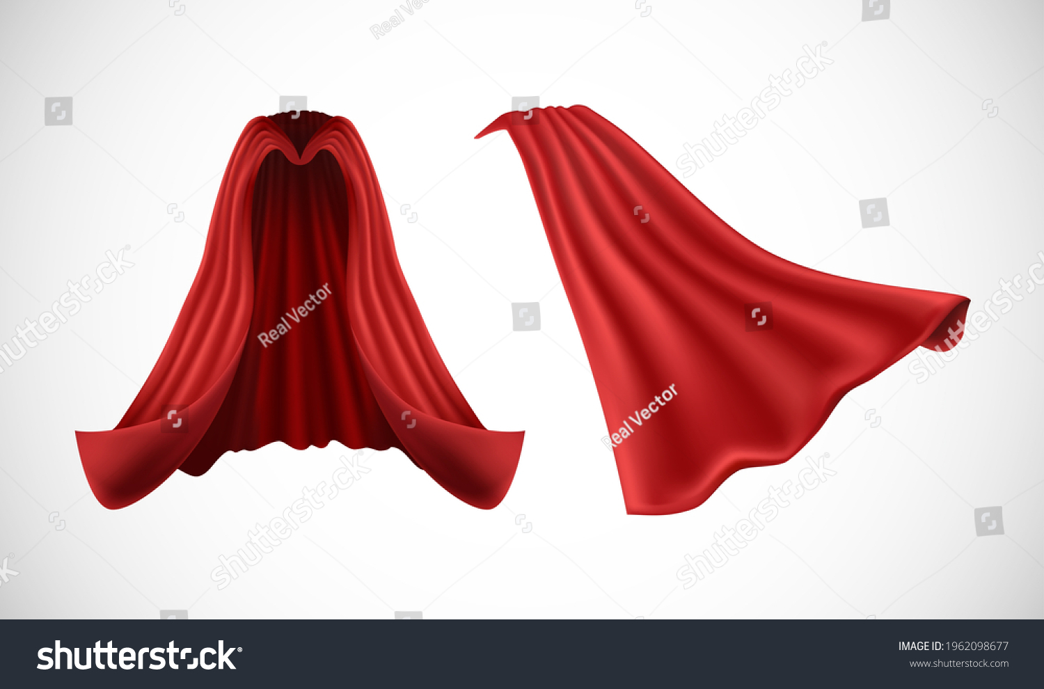 3d Realistic Vector Red Cape Front Stock Vector (Royalty Free) 1962098677