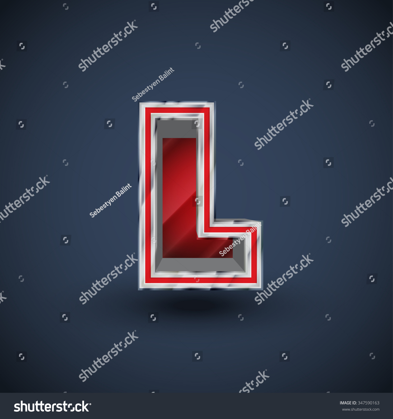 3d Red Metal Font Vector: vector de stock (libre de regalías) 347590163 ...