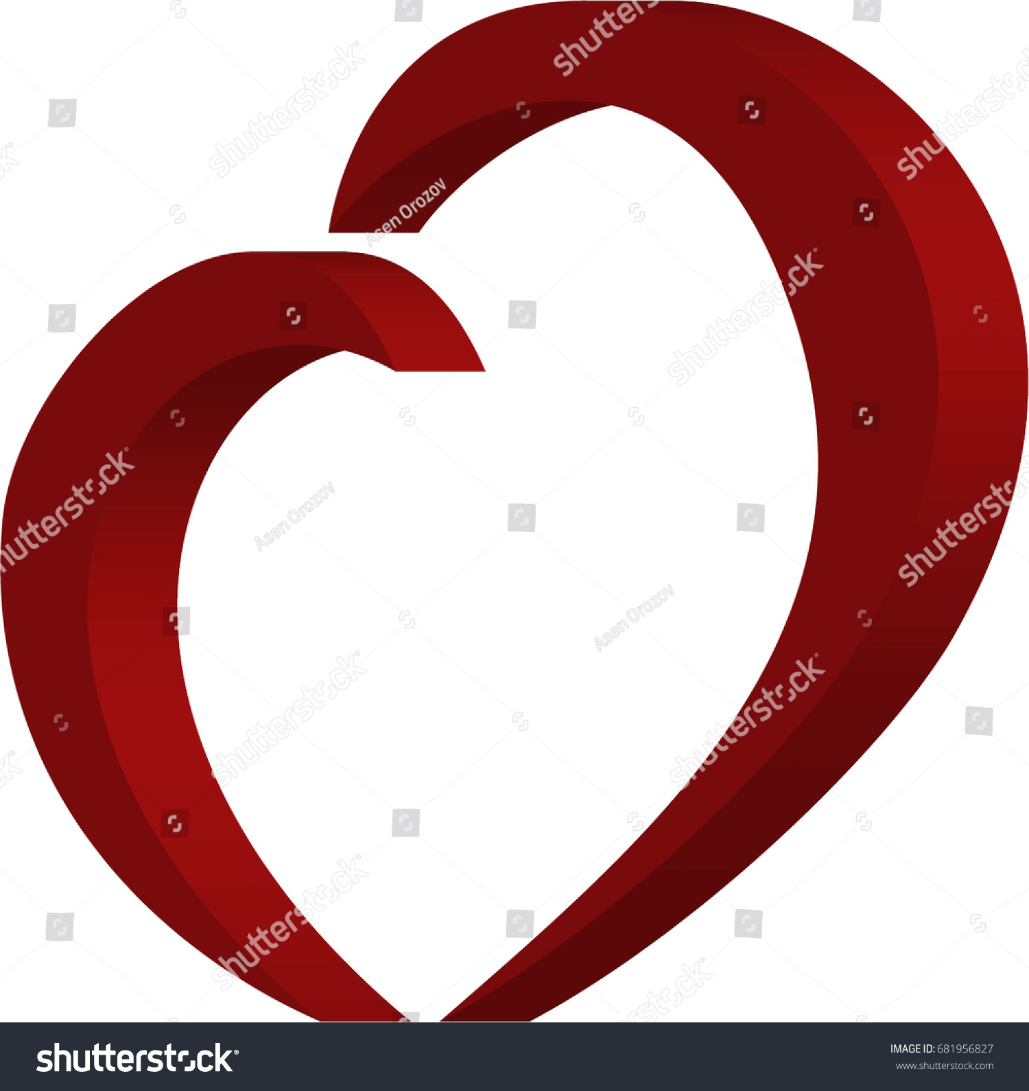 3d Red Heart Logo Vector Stock Vector (Royalty Free) 681956827