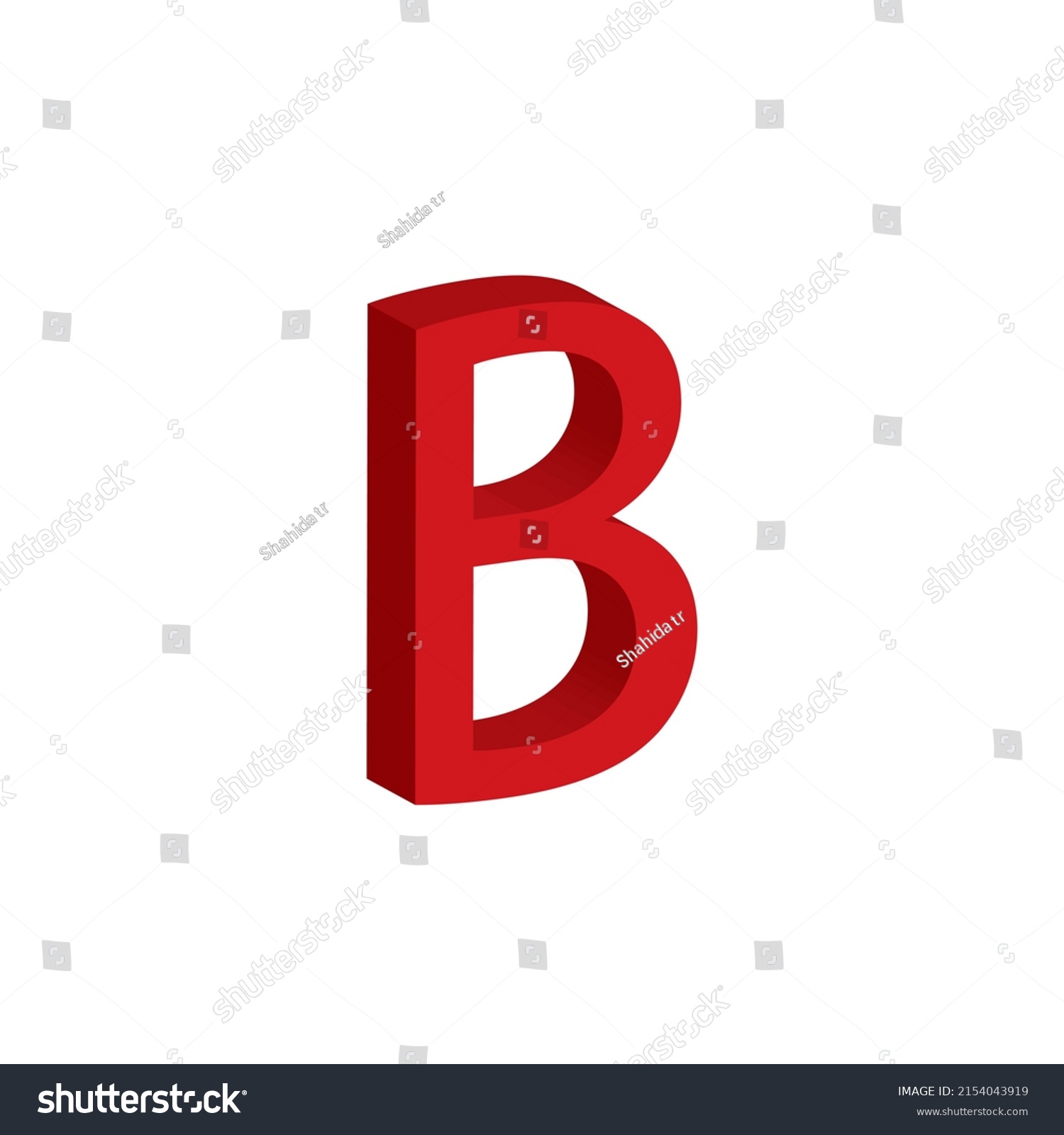 3d Red Letter B Isolated White Stock Vector (Royalty Free) 2154043919 ...