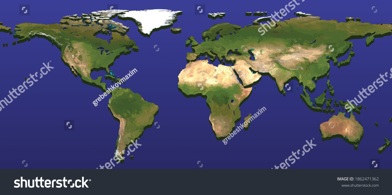 3d Relief World Map Iwith Shadow Stock Vector (Royalty Free) 1862471362 ...