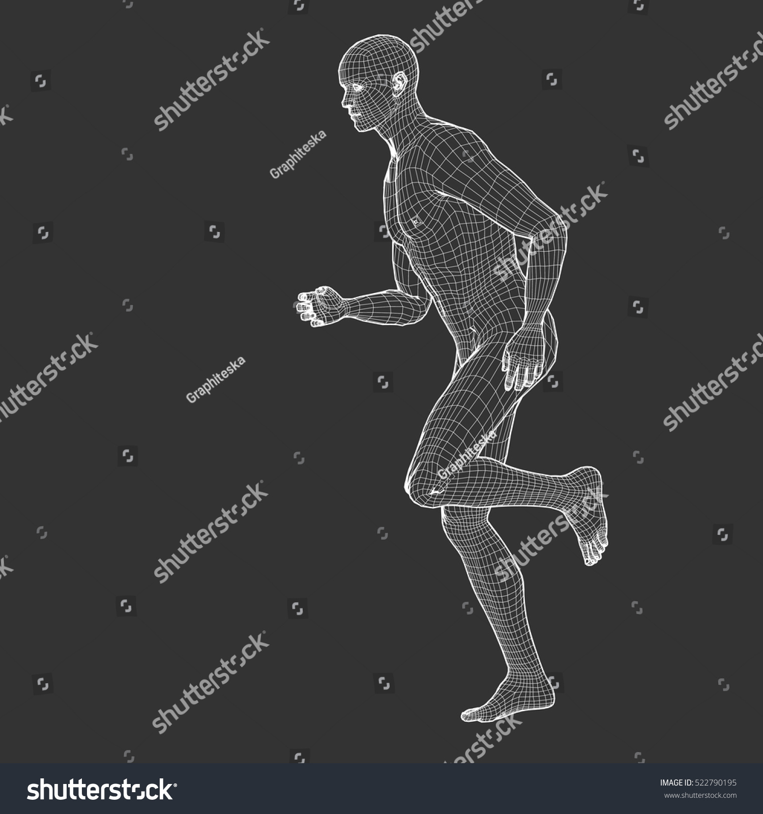 Vektor Stok 3d Running Man Wireframe Vector Sport (Tanpa Royalti ...