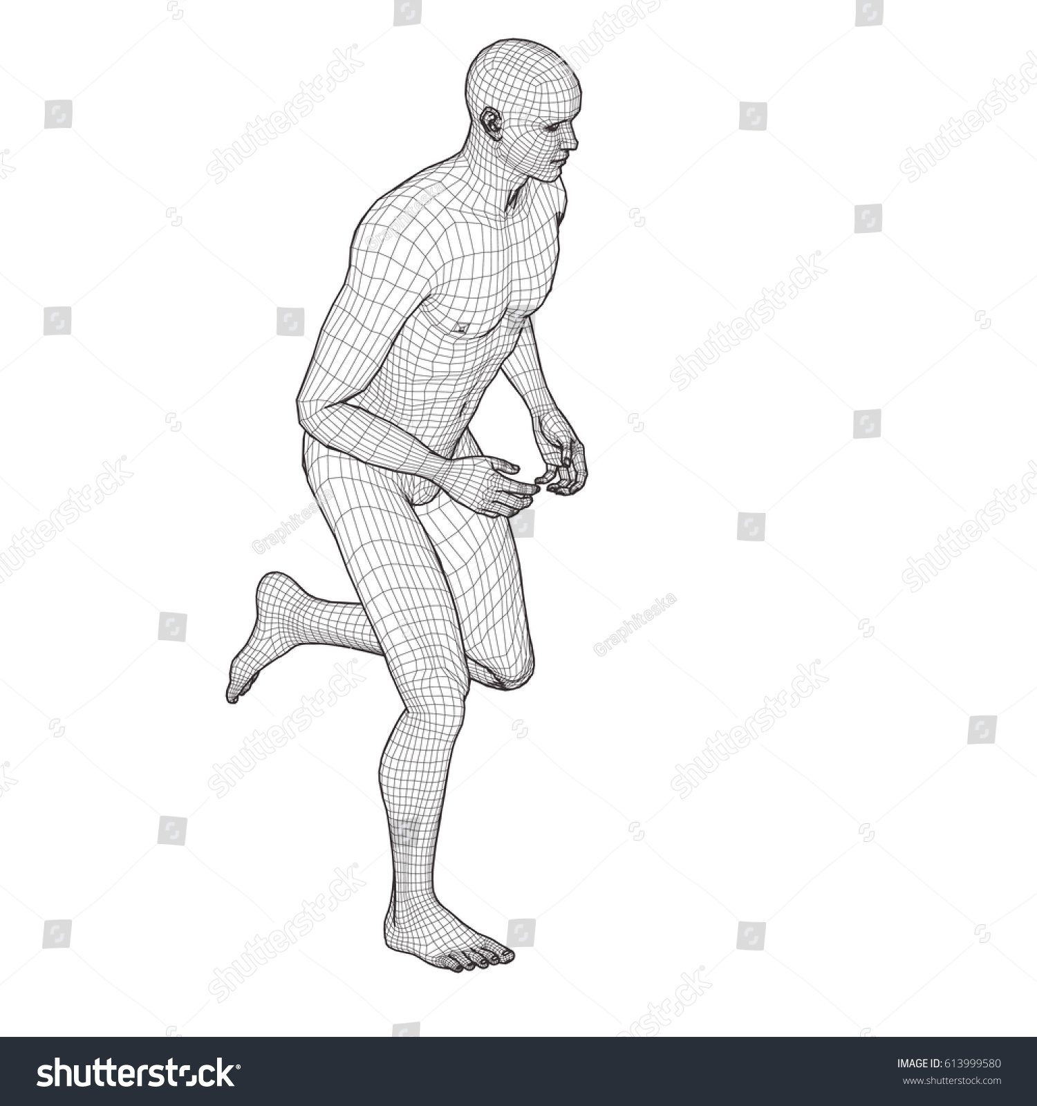 3d Running Man Wireframe Vector Sport Stock Vector (Royalty Free ...