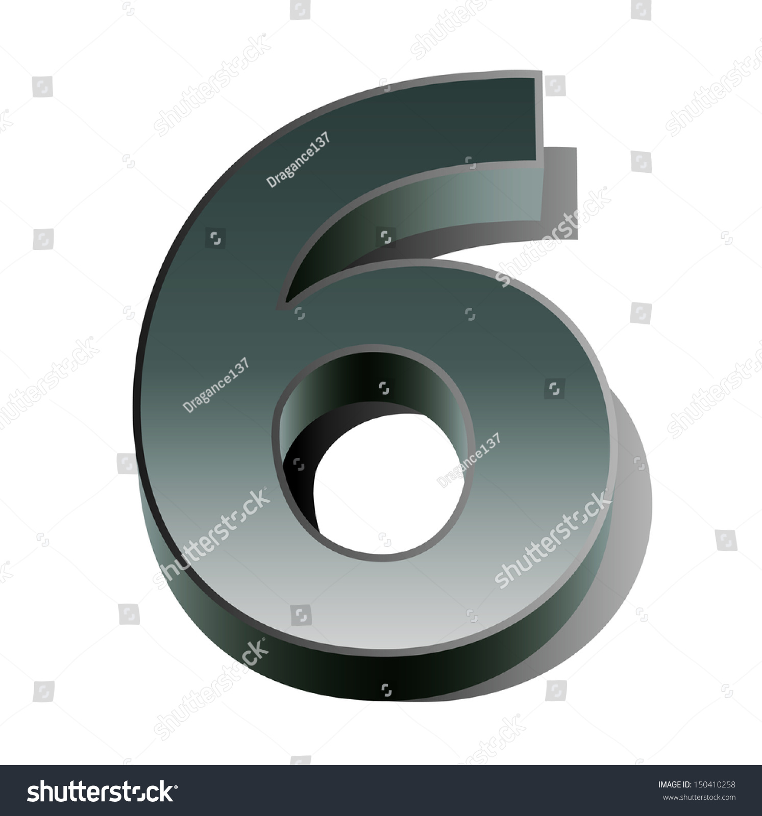 3d Silver Metal Numbers Number 6 Stock Vector (Royalty Free) 150410258 ...