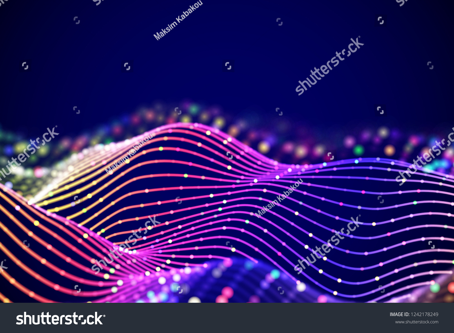 3d Sound Waves Colored Dots Big Stock Vector (Royalty Free) 1242178249 ...
