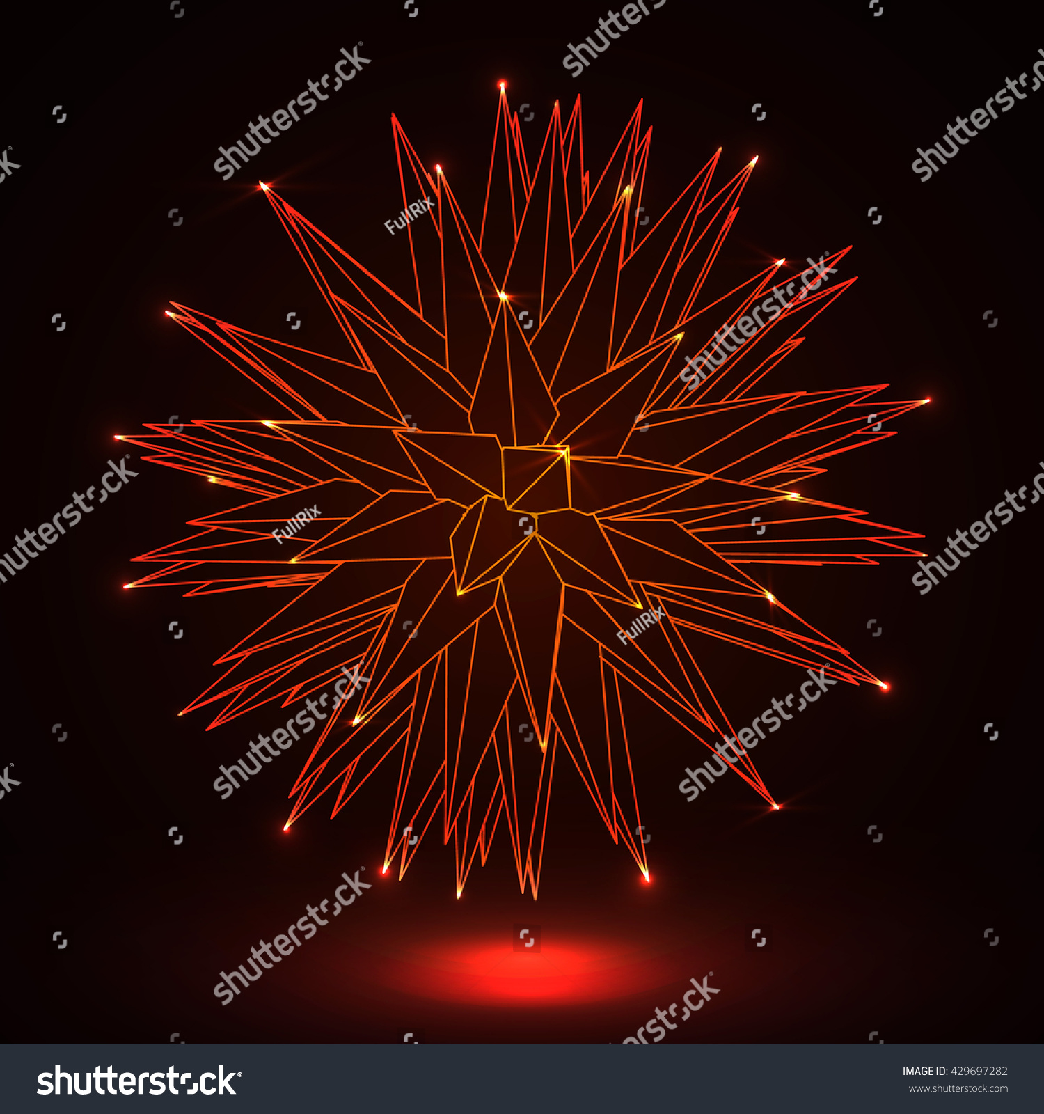 3d Spiked Object Red Abstract Star Stock Vector (Royalty Free) 429697282