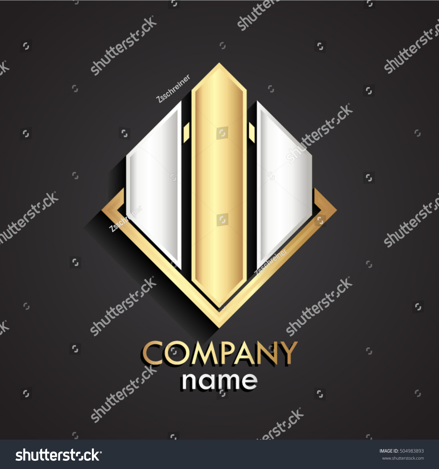 3d Square Gold Silver Modern Logo Stock Vector (Royalty Free) 504983893