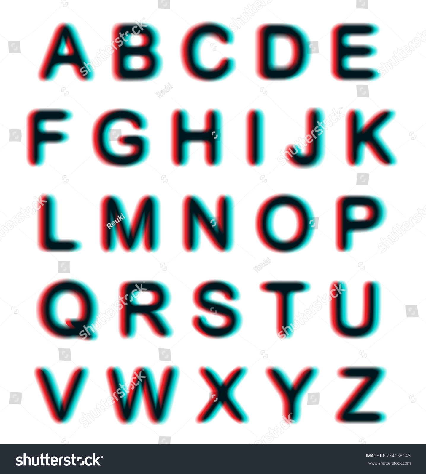 3d Stereo Effect Blurred Alphabet Set Stock Vector (Royalty Free) 234138148
