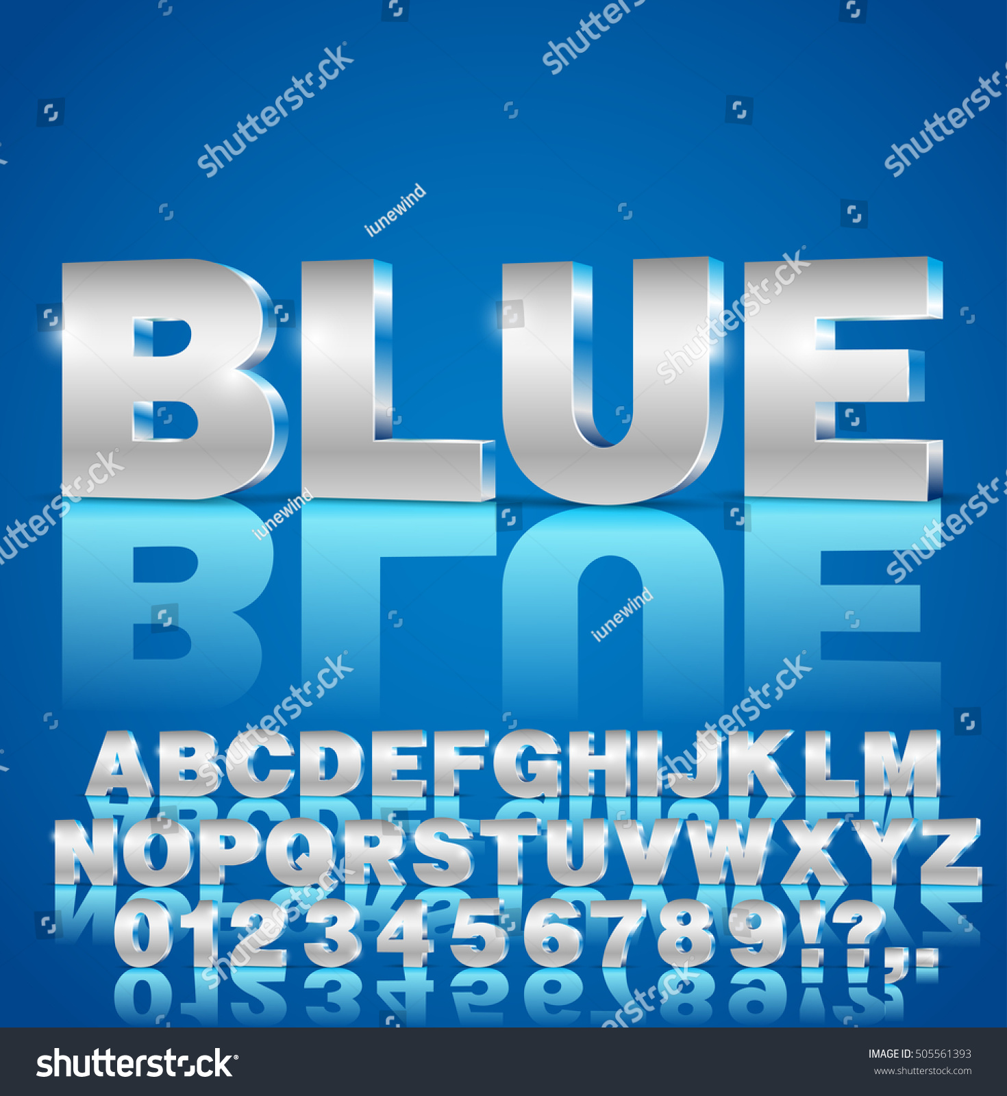 3d Style Vector Blue Font Stock Vector (Royalty Free) 505561393 ...