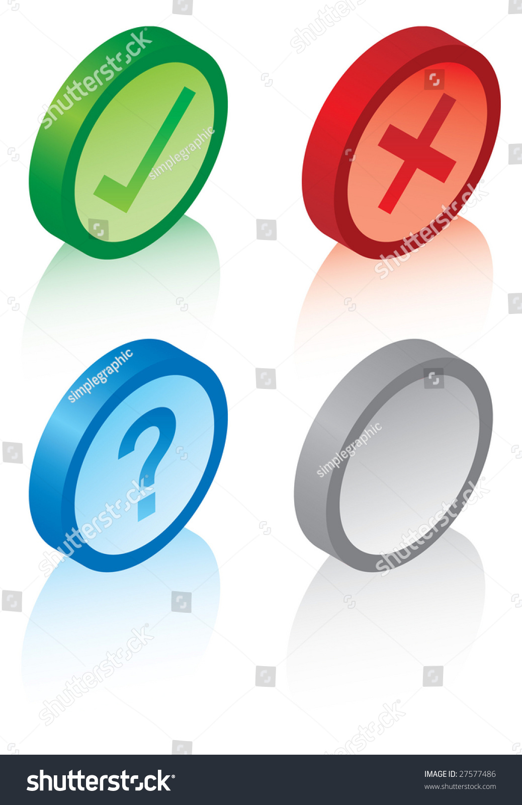 3d Tick Cross Question Mark Icons Stock Vector (Royalty Free) 27577486