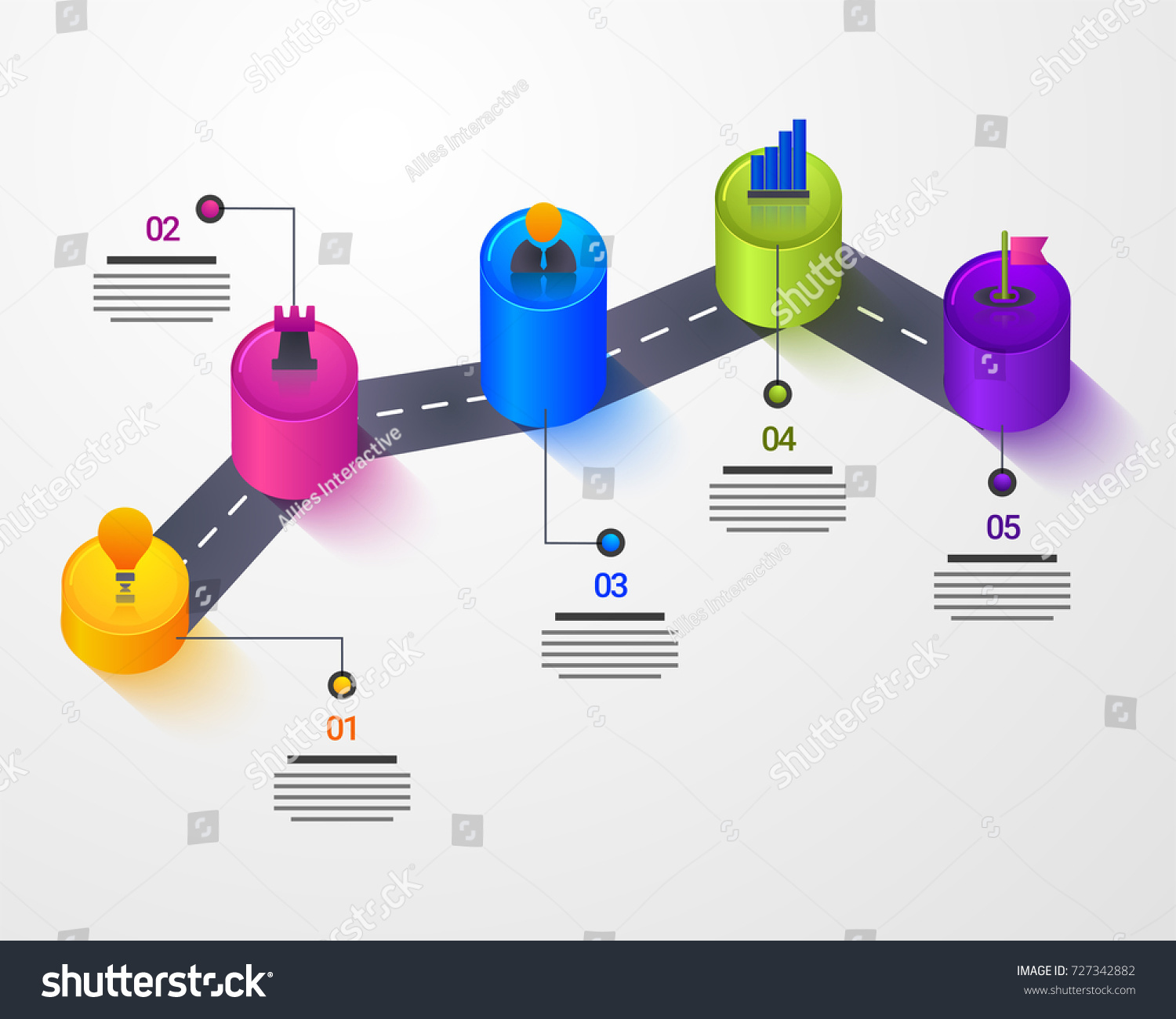 3d Timeline Infographics Layout Five 5: เวกเตอร์สต็อก (ปลอดค่าลิขสิทธิ์ ...